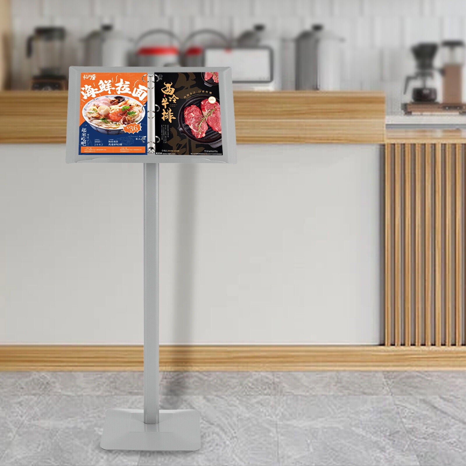 Menu Stand Floor Poster Stand Foyer Pedestal Sign Holder Business Menu ...