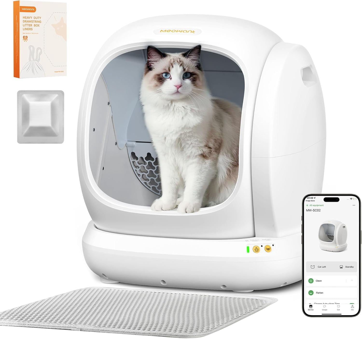 Self Cleaning Cat Litter Box, Open-Top Automatic Cat Litter Box with ...