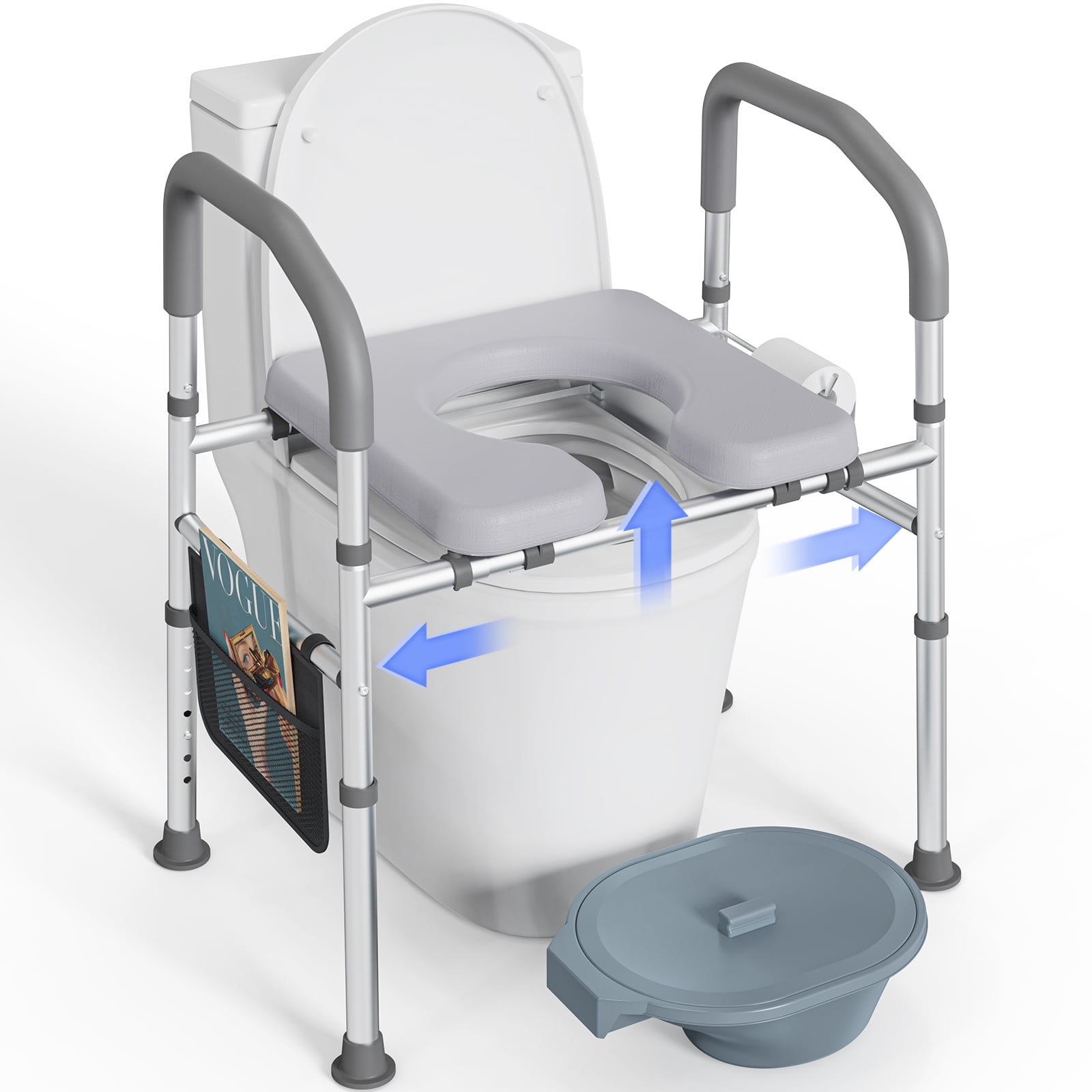 Meoflis Raised Toilet Seat with Handles 400lb in Bath Safety,Adjustable ...