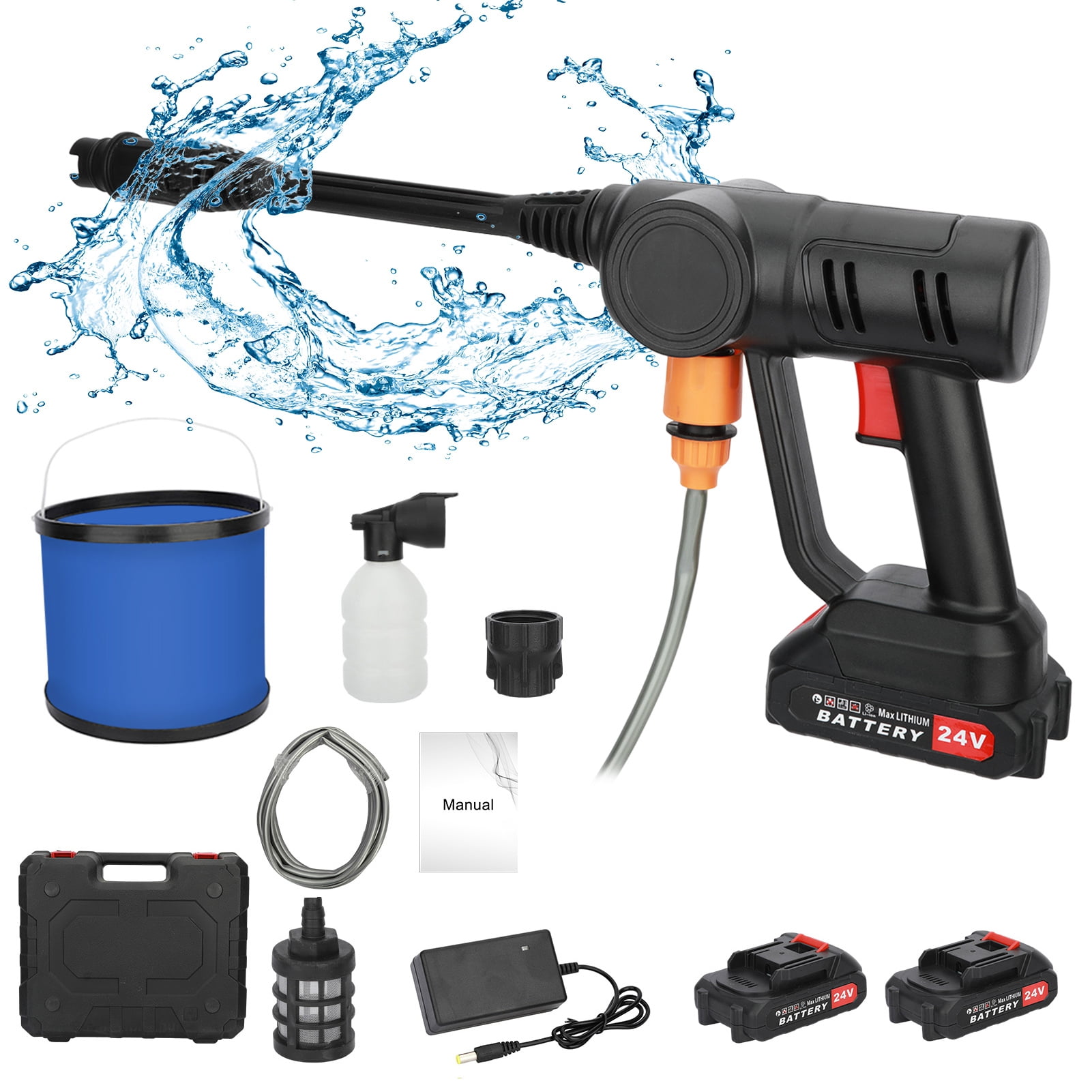 Meoldis 24V Cordless Power Washer - 300W High Pressure Washer with 2 ...