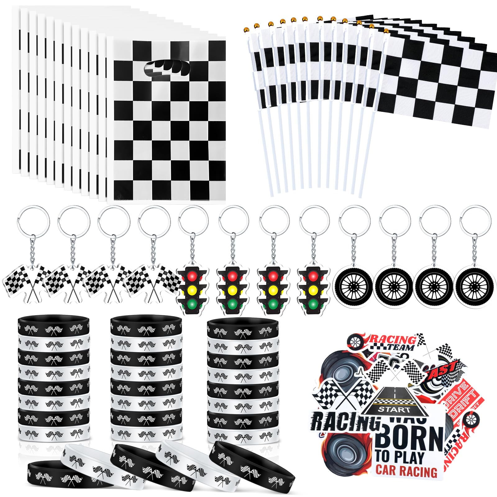 Meooeck 120 Pcs Checkered KEF16 Flag Party Favors Race Car Party ...