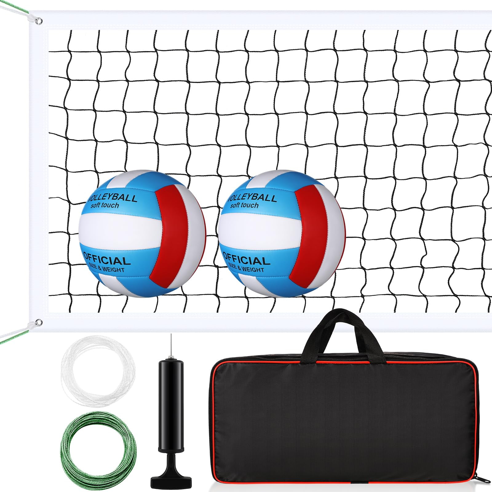 Meooeck Volleyball Net Set Includes 32x3ft Net 2 with Pump, Aircraft ...