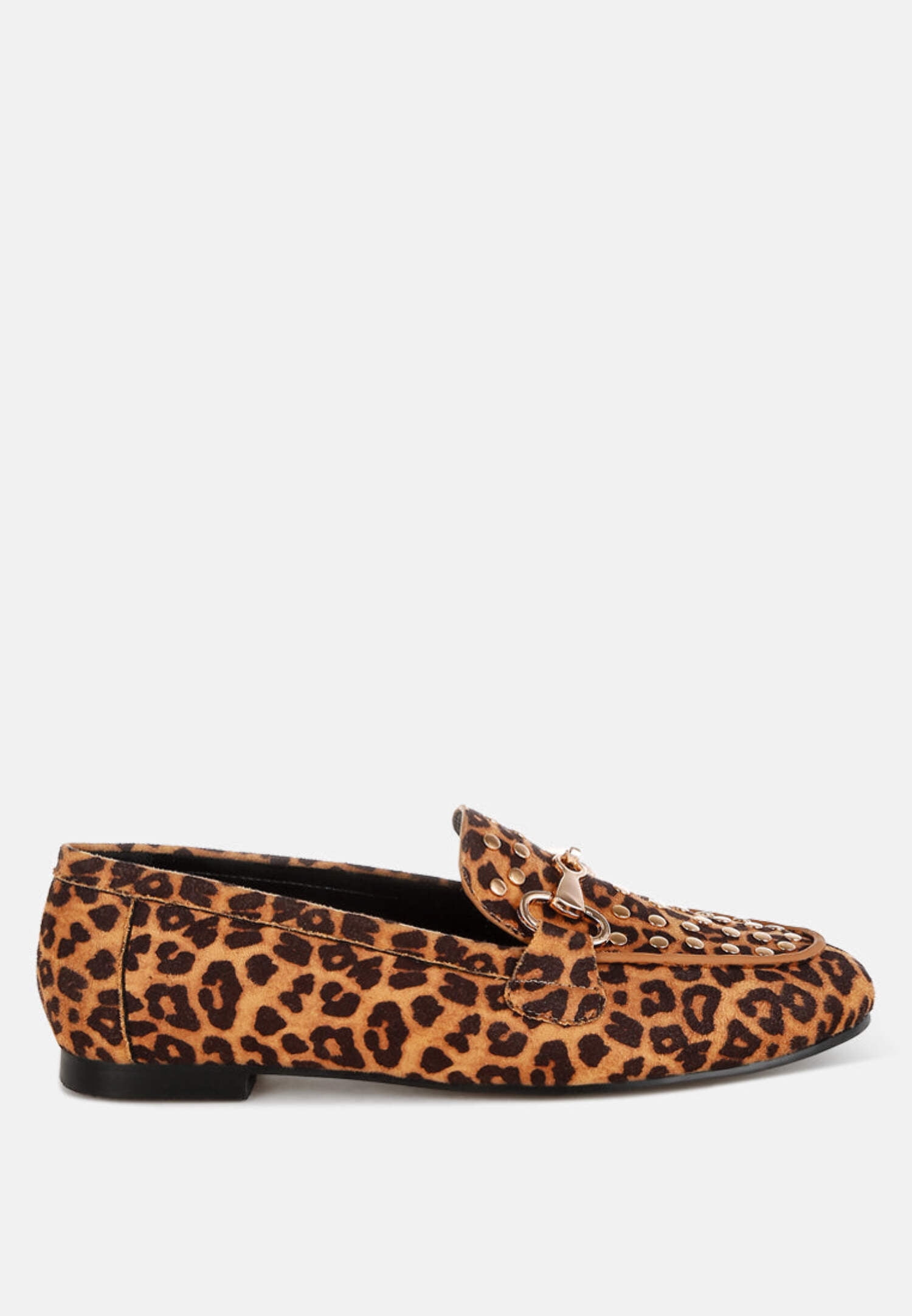 Meopa Horsebit Studs Metallic Leopard Print Loafers - Walmart.com