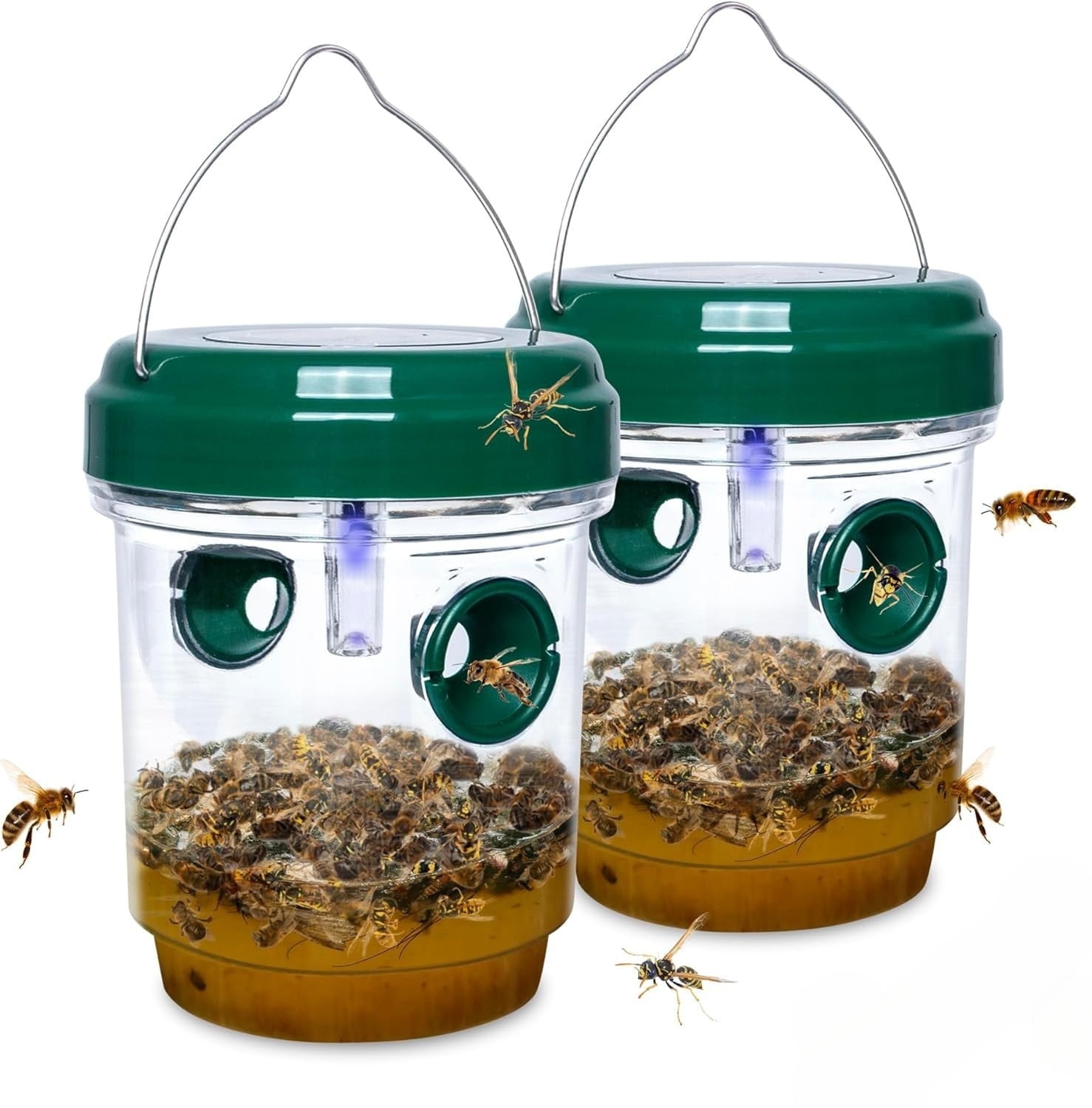 Meottam 2 Packs Solar Powered Wasp Trap for Hunting Wasps, Bees ...
