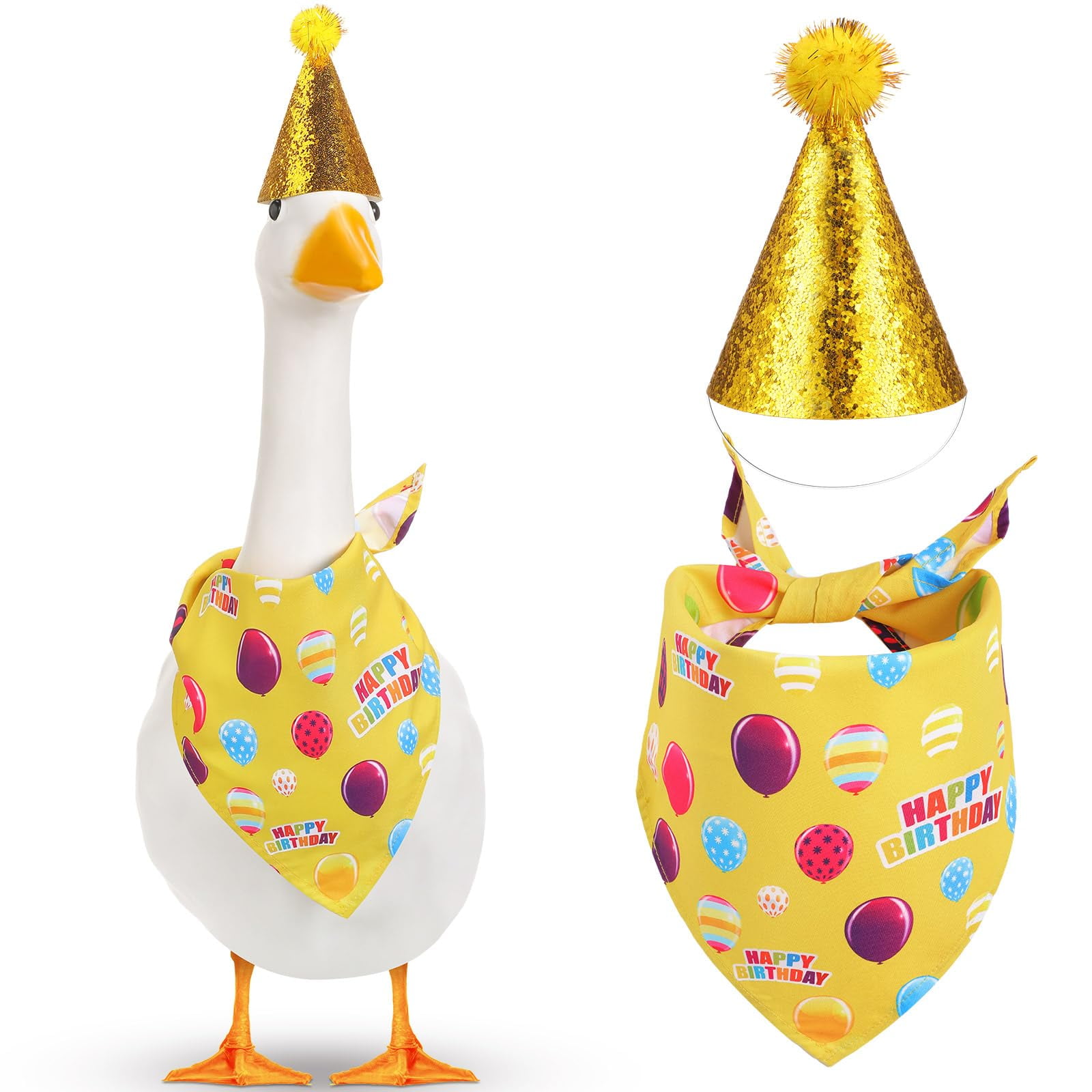 Meottam 2 Set Happy Birthday Porch Goose Outfits for Goose 23"/ 17 ...