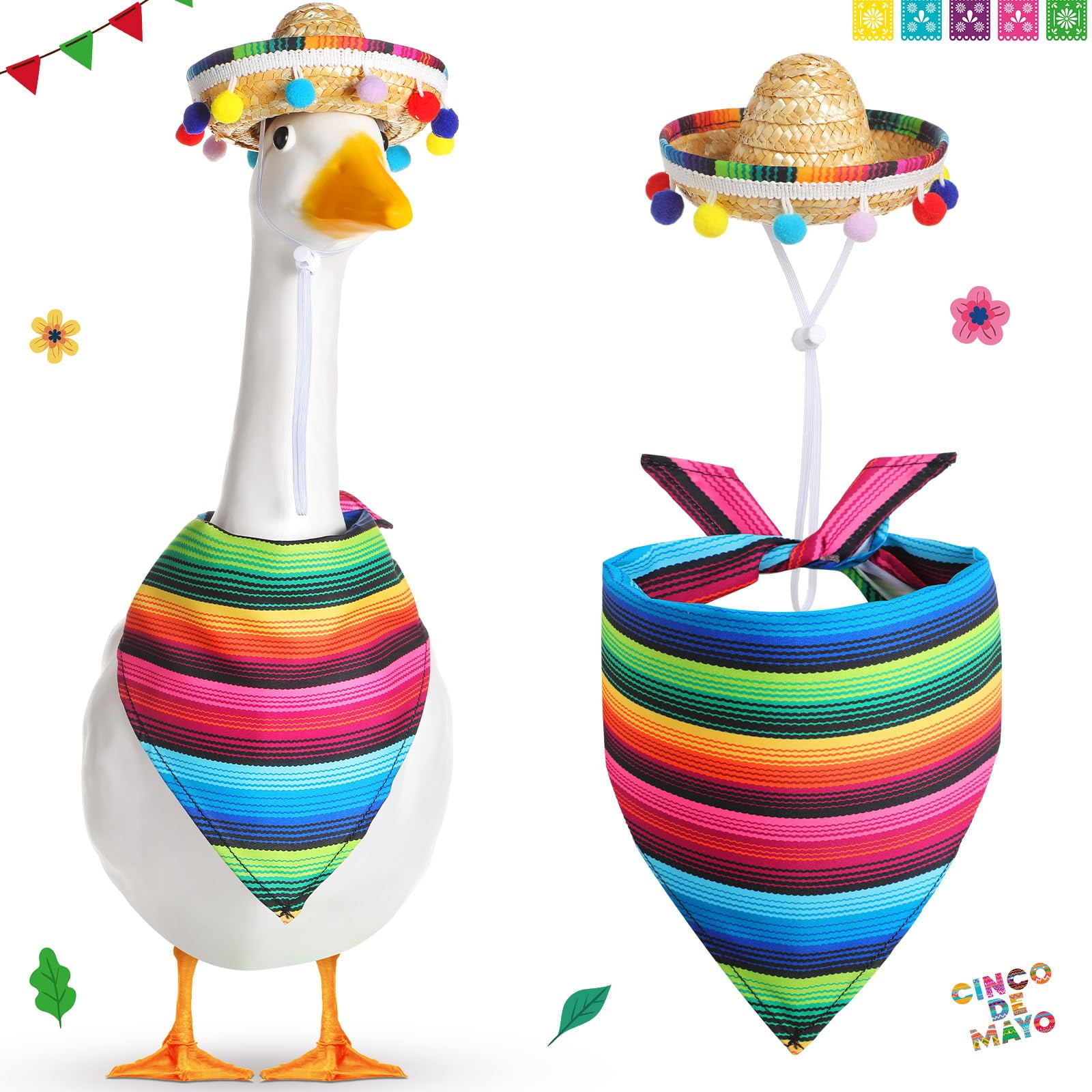 Meottam 2 Set Mexican Porch Goose Outfits for Goose 23"/ 17'', Garden ...