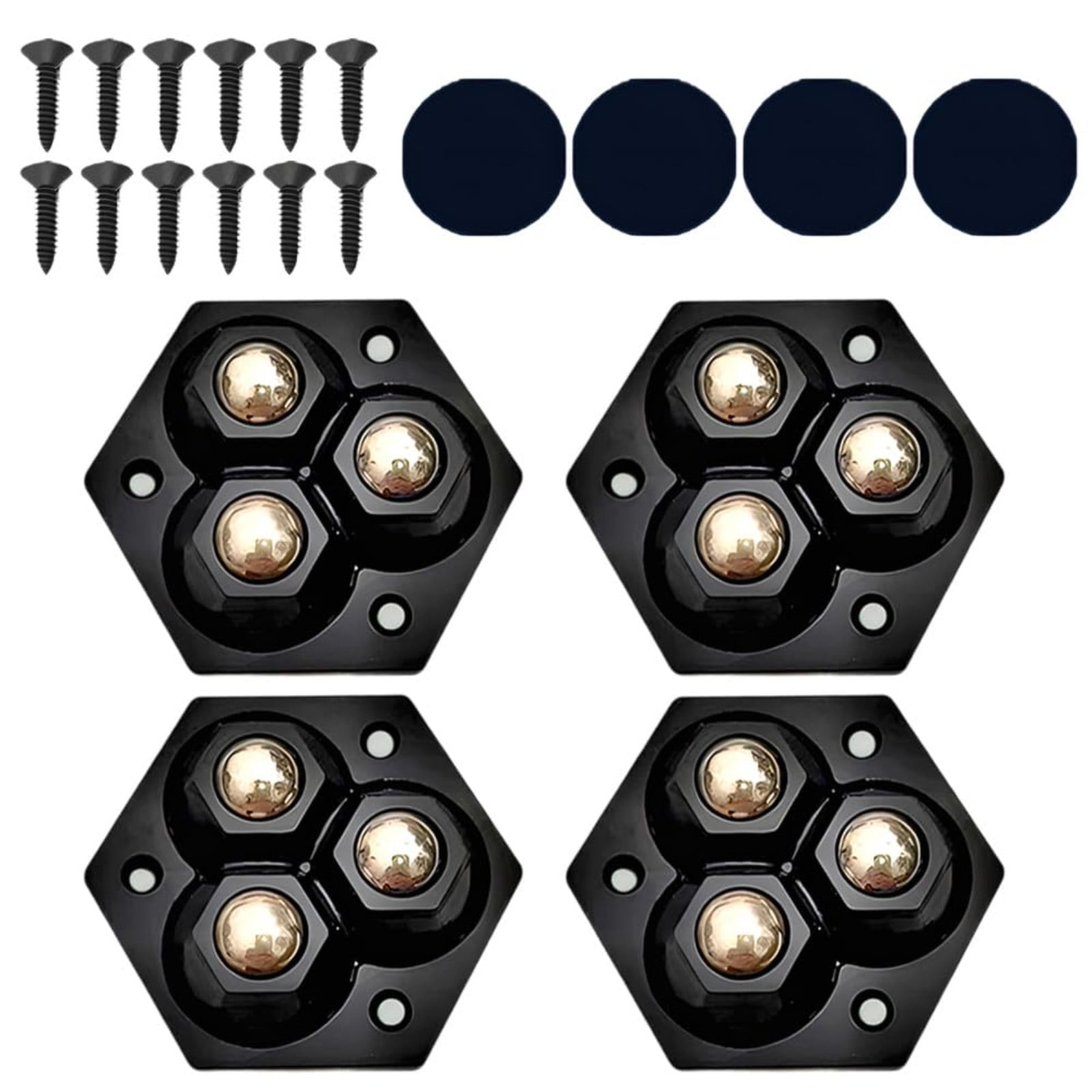 Meottam 4 Sets Self Adhesive Triple Ball Casters, Furniture Sliders ...