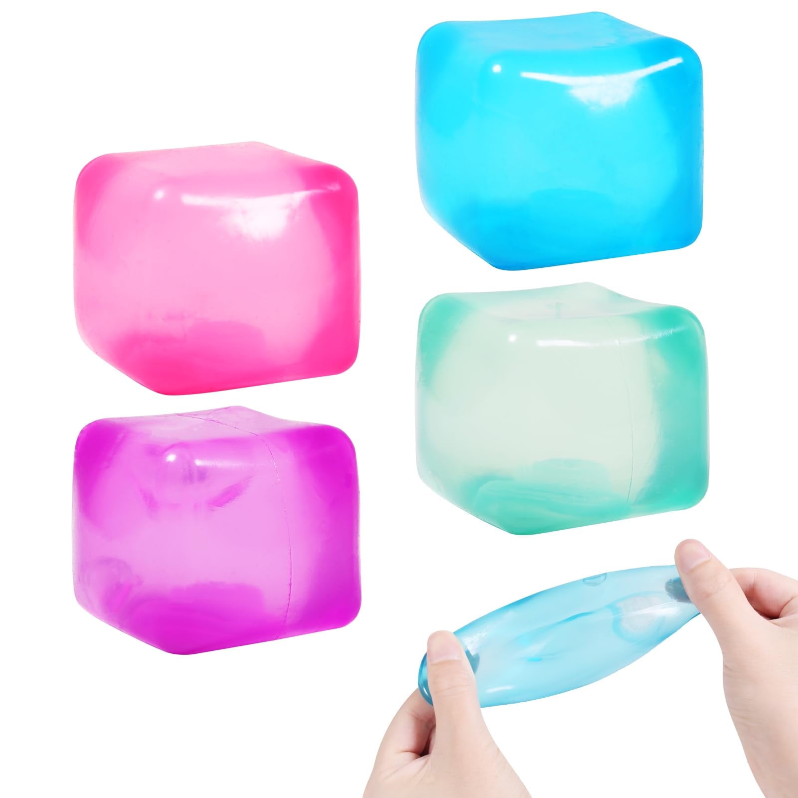 Meottam 4Pcs Stress Balls Ice Cube Fidget Toy, Square Shape Anxiety ...