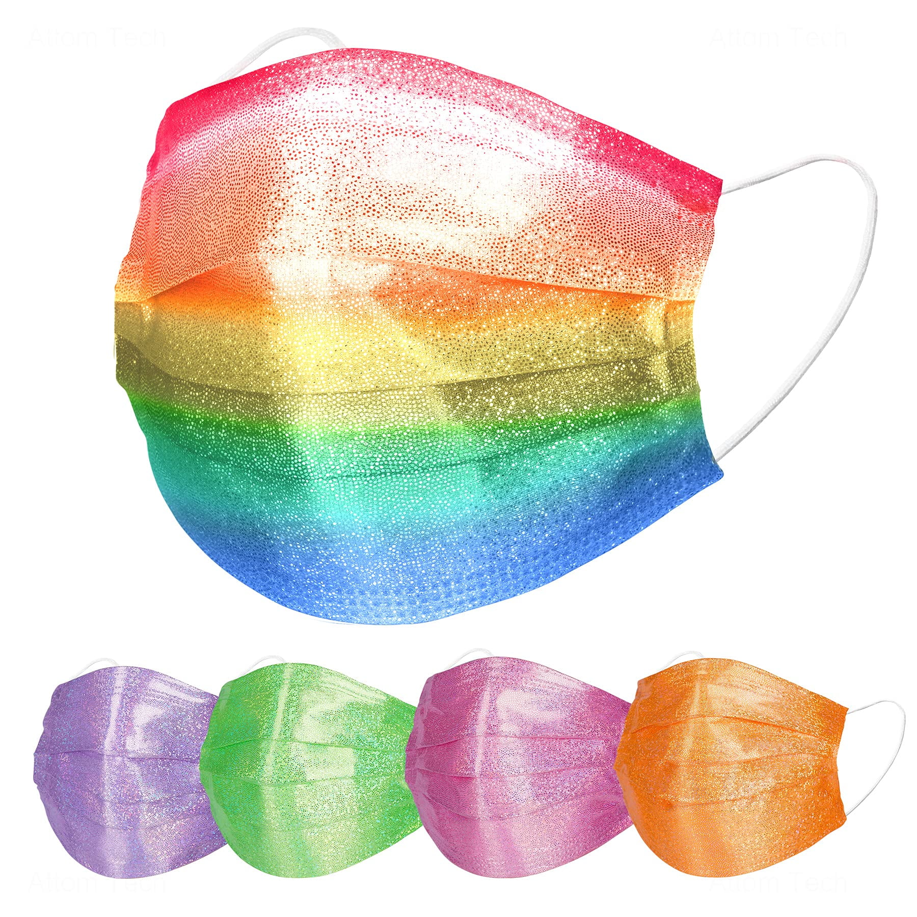 Meottam 50 Pack Sparkly Face Masks Disposable for Women, Breathable 3 ...