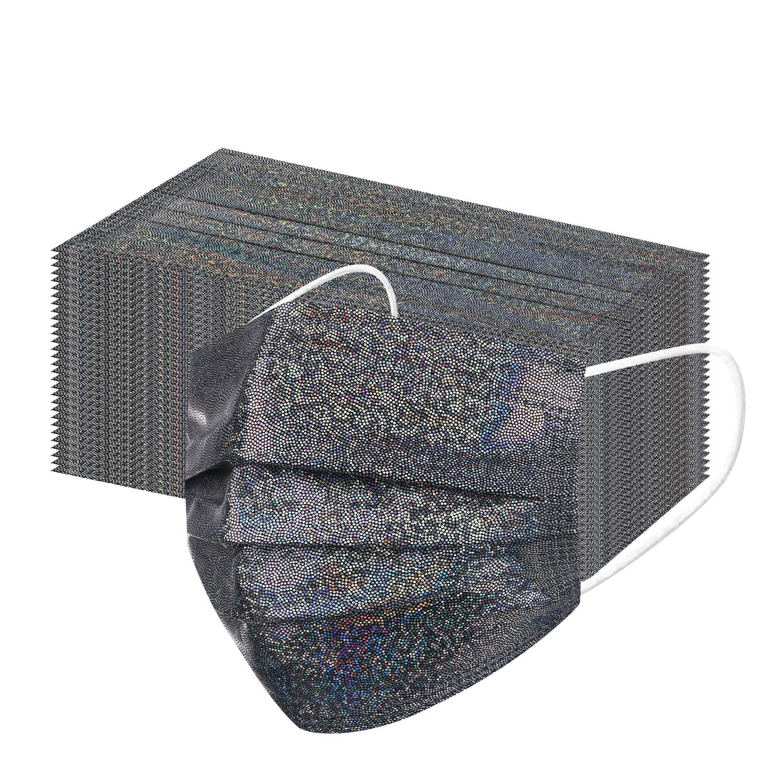 Meottam 50 Pack Sparkly Face Masks Disposable for Women, Breathable 3 ...