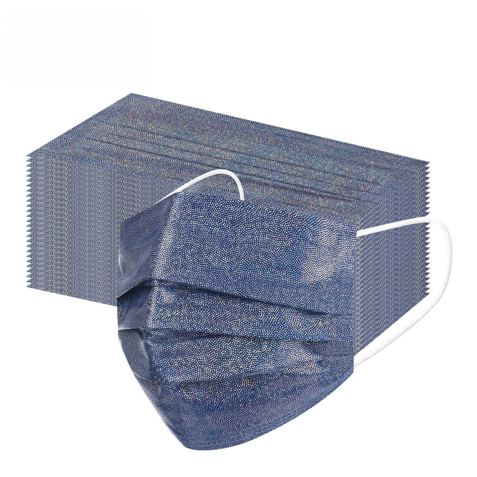 Meottam 50 Pack Sparkly Face Masks Disposable for Women, Breathable 3 ...