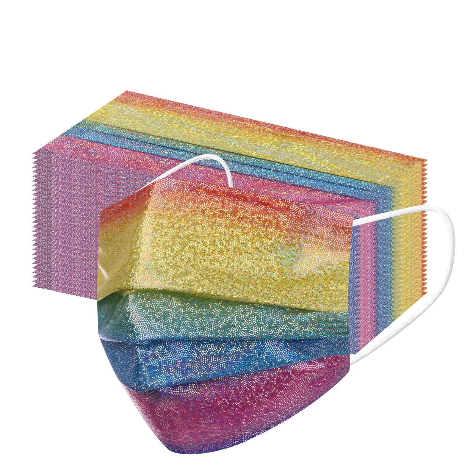 Meottam 50 Pack Sparkly Face Masks Disposable for Women, Breathable 3 ...