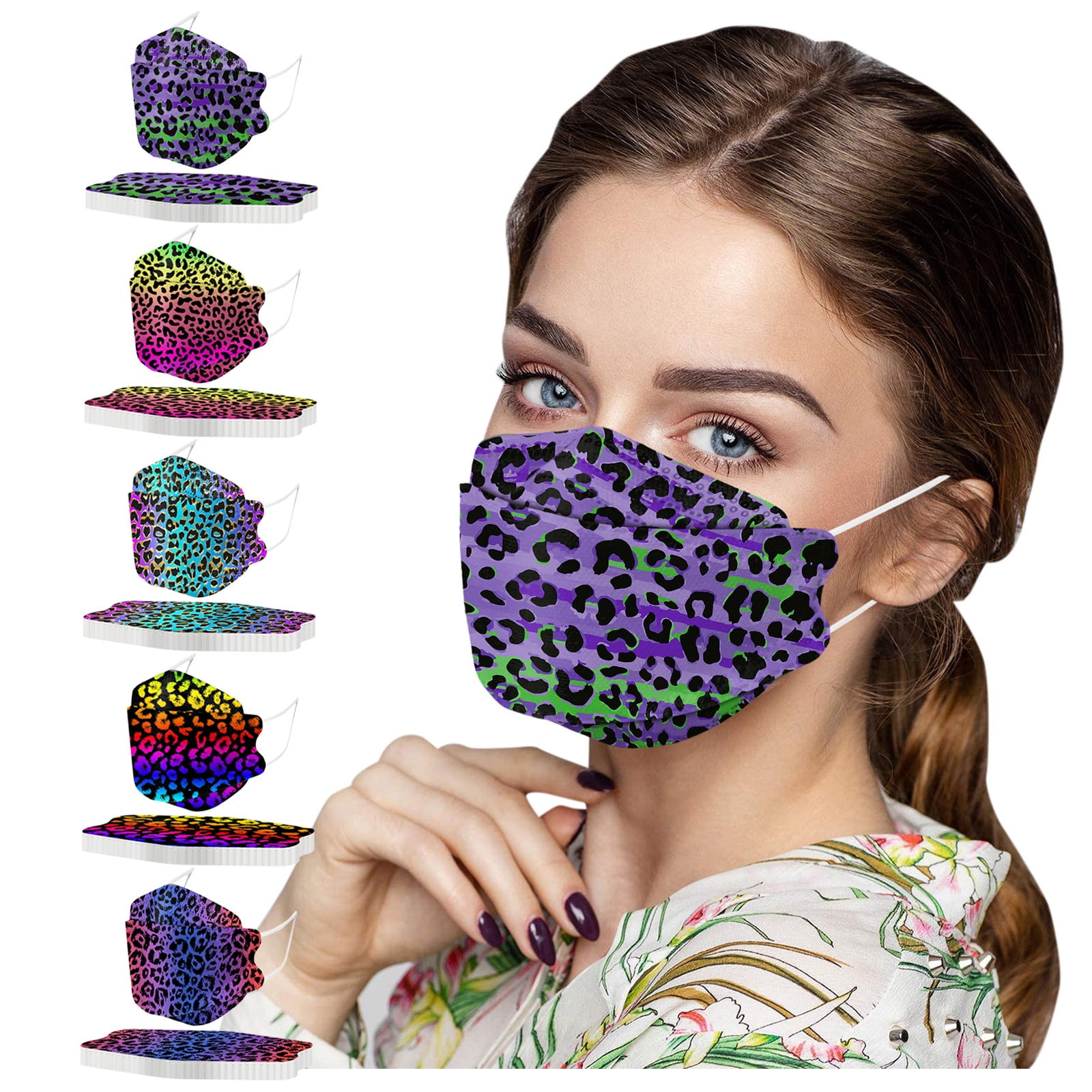 Meottam 50 Packs Adults Disposable KF94 Face Masks, 4-Ply 3D Fish Type ...