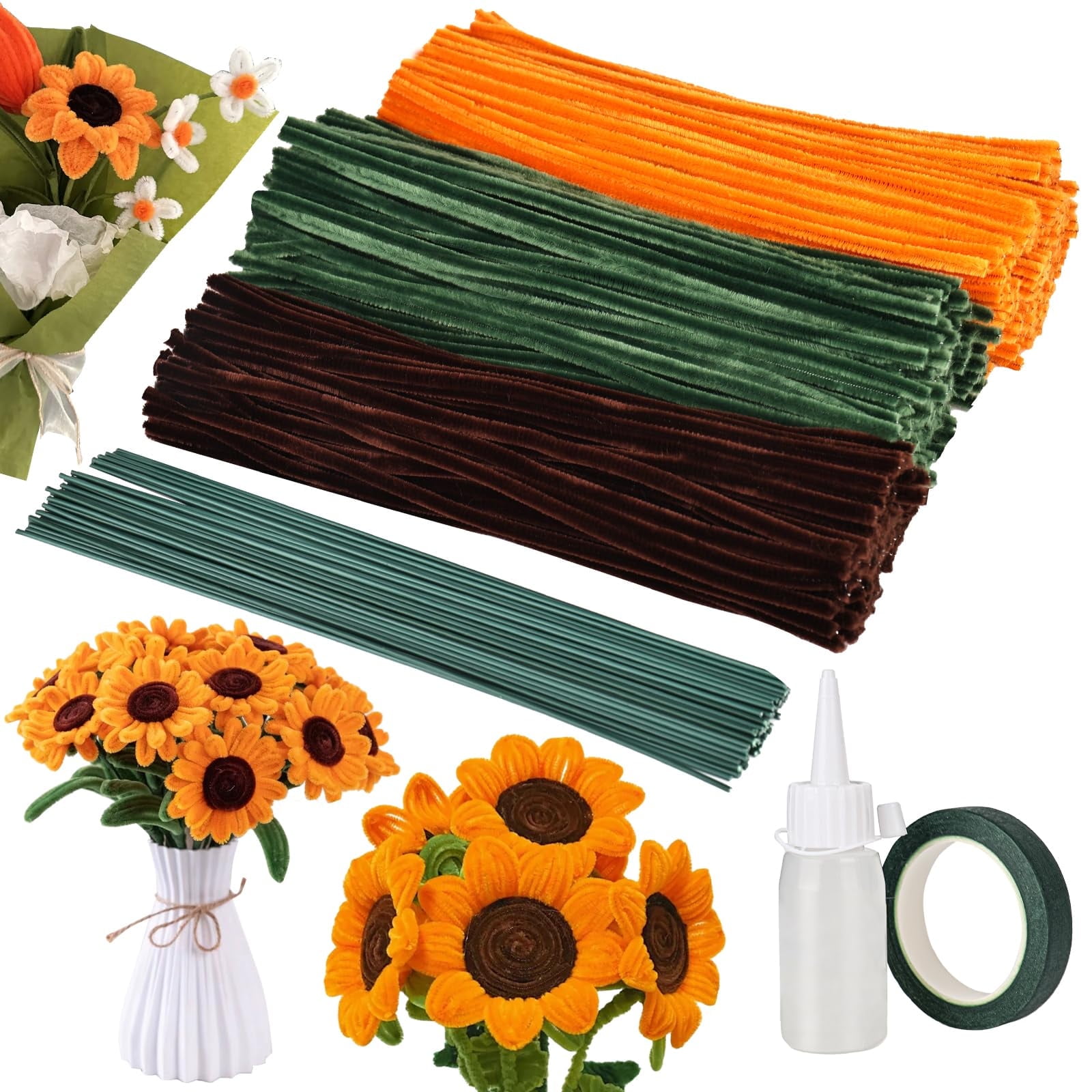 Meottam 550 Piece Pipe Cleaners Sunflowers Set for Flowers Craft ...