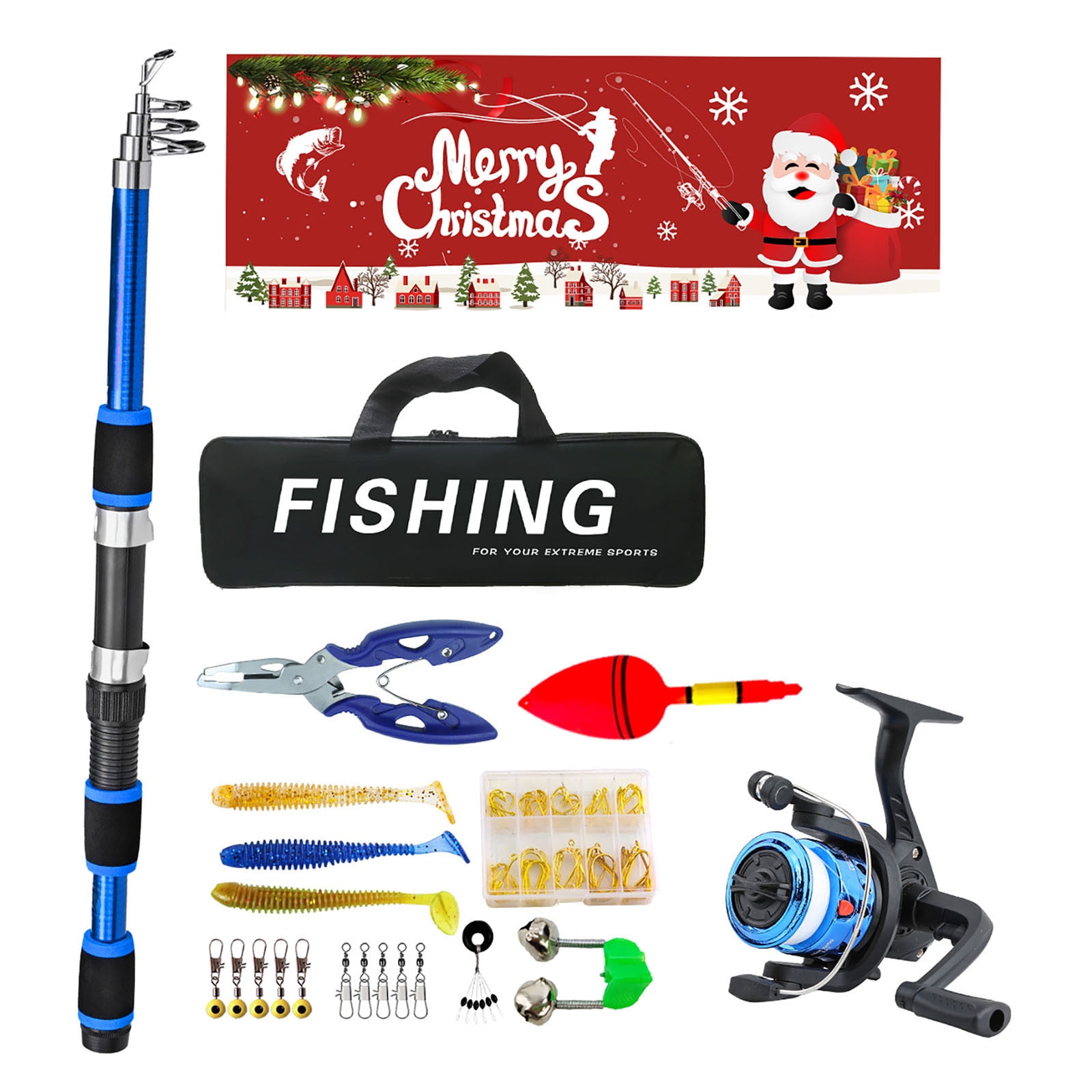 Meottam Christmas Kids Fishing Pole Set, Telescopic Fishing Rod and ...