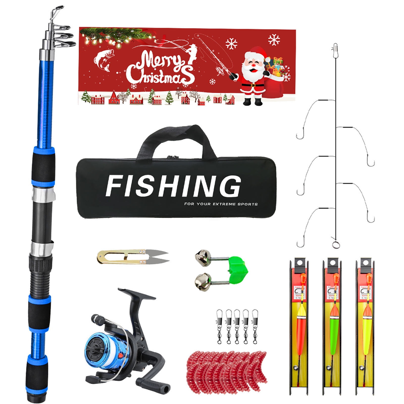 Meottam Christmas Kids Fishing Pole Set, Telescopic Fishing Rod and ...