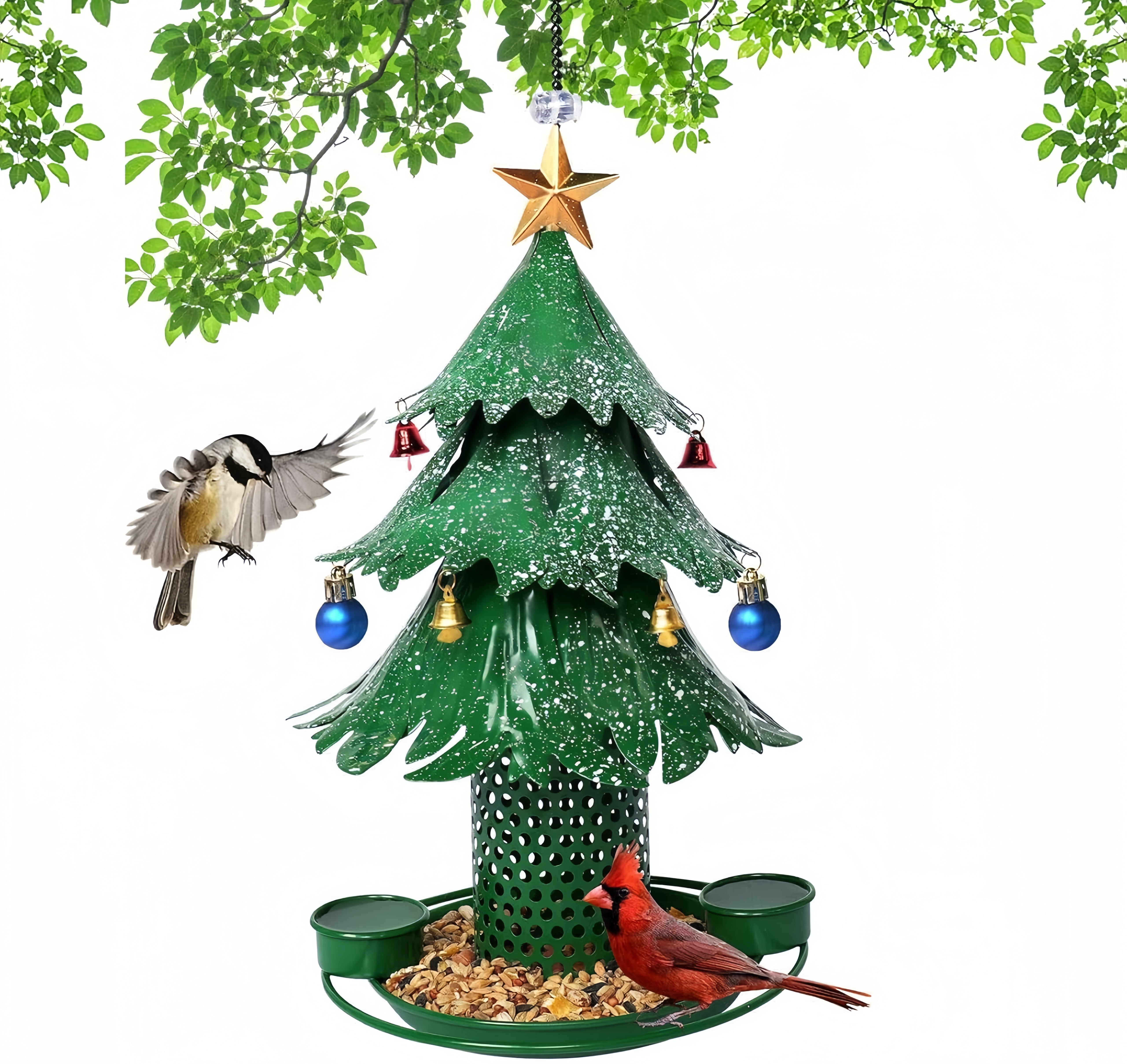 Meottam Christmas Tree Bird Feeders Metal Wild Bird Feeders Cute Funny ...