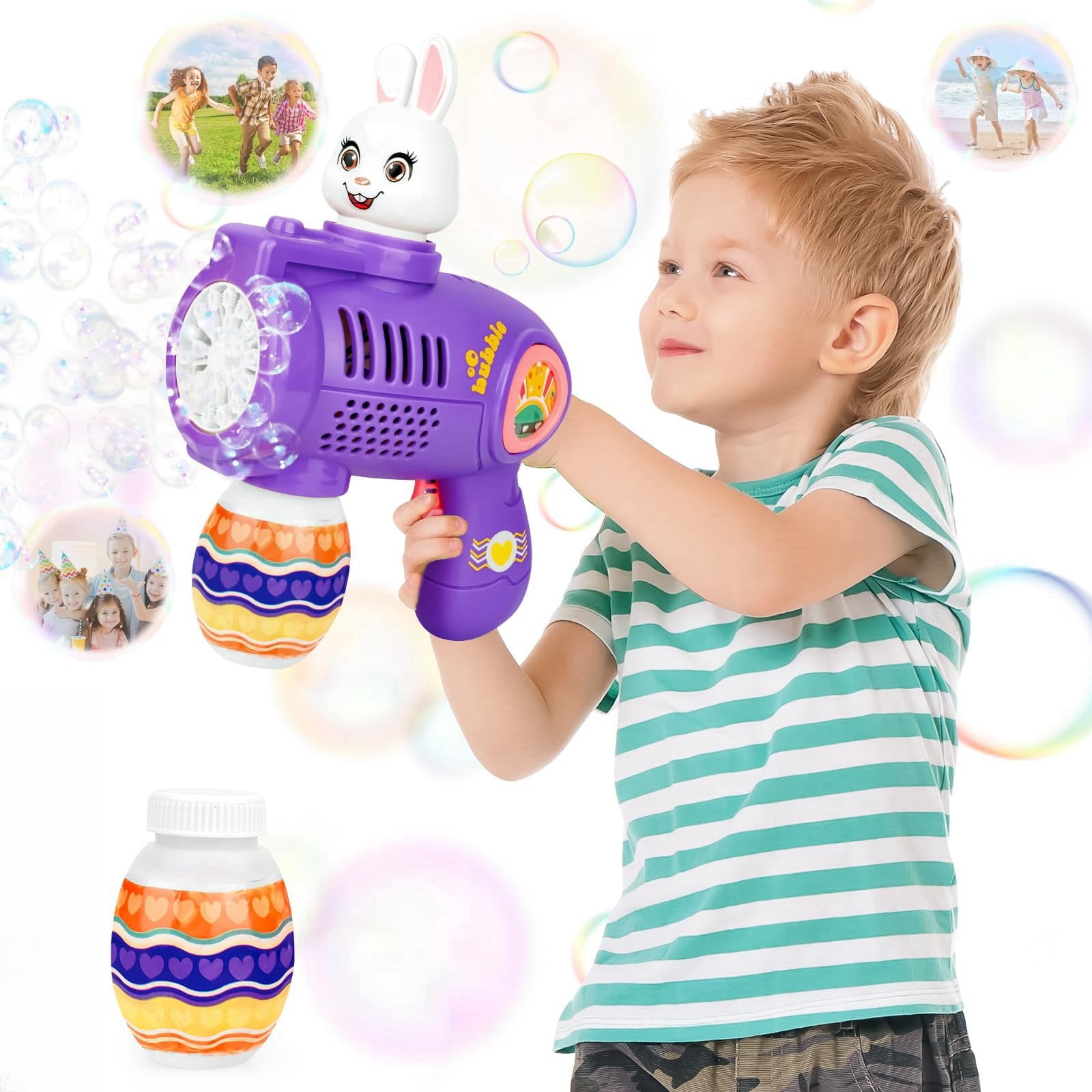 Meottam Easter Bunny Bubble Blowing Machine, Leak-Proof Rabbit Bubble ...