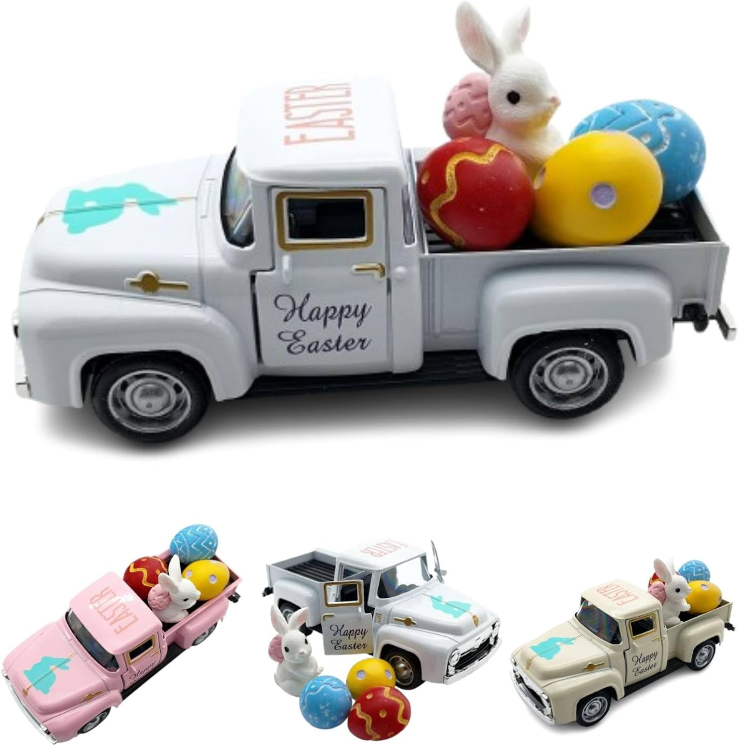 Meottam Easter Truck with Bunny & Eggs Metal Vintage Farm Pickup Decor ...