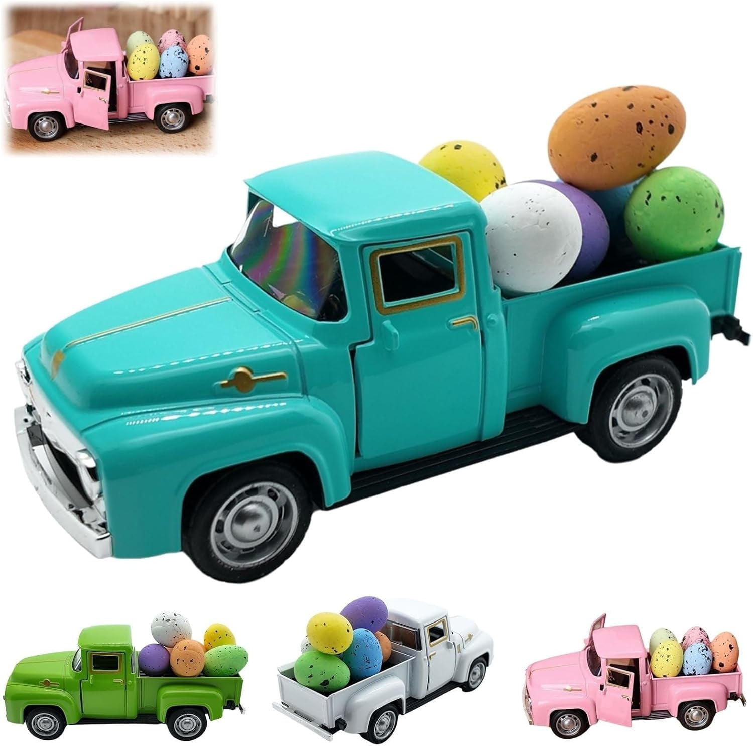 Meottam Easter Truck with Eggs Metal Vintage Farm Pickup Farmhouse ...