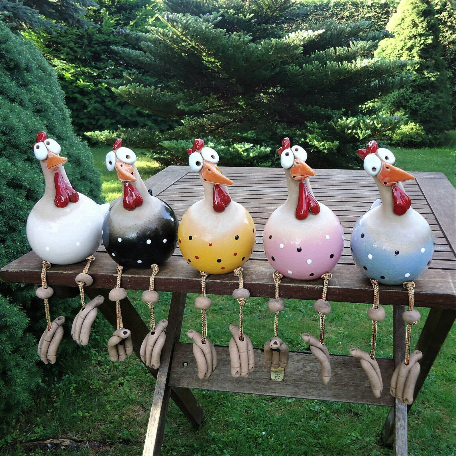 Meottam Funny Chicken Garden Decor, 5 Pack Resin Rooster Outdoor Statue ...