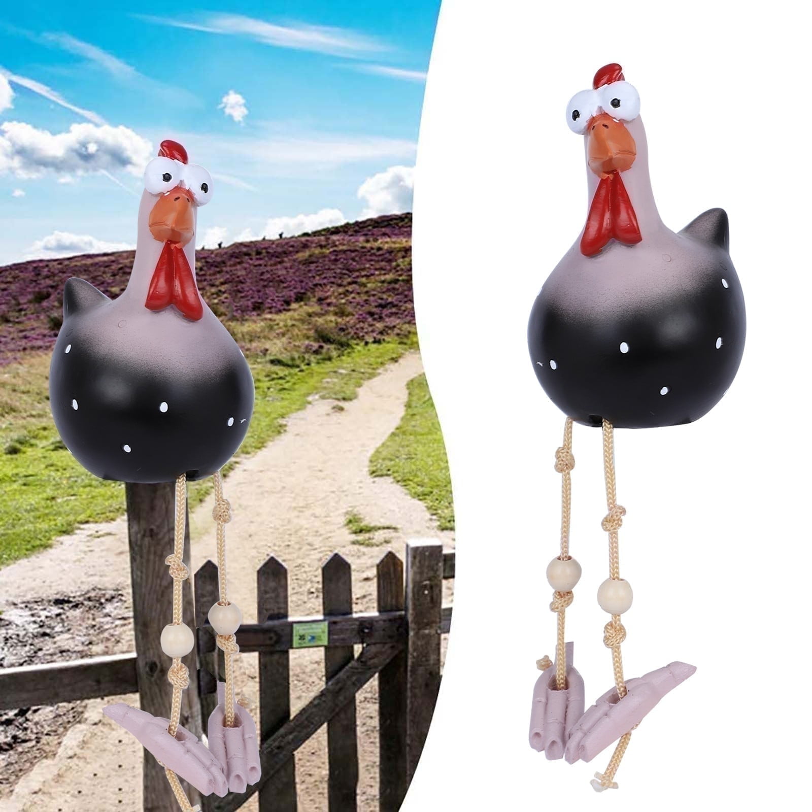 Meottam Funny Chicken Garden Decor, Resin Rooster Outdoor Statue ...