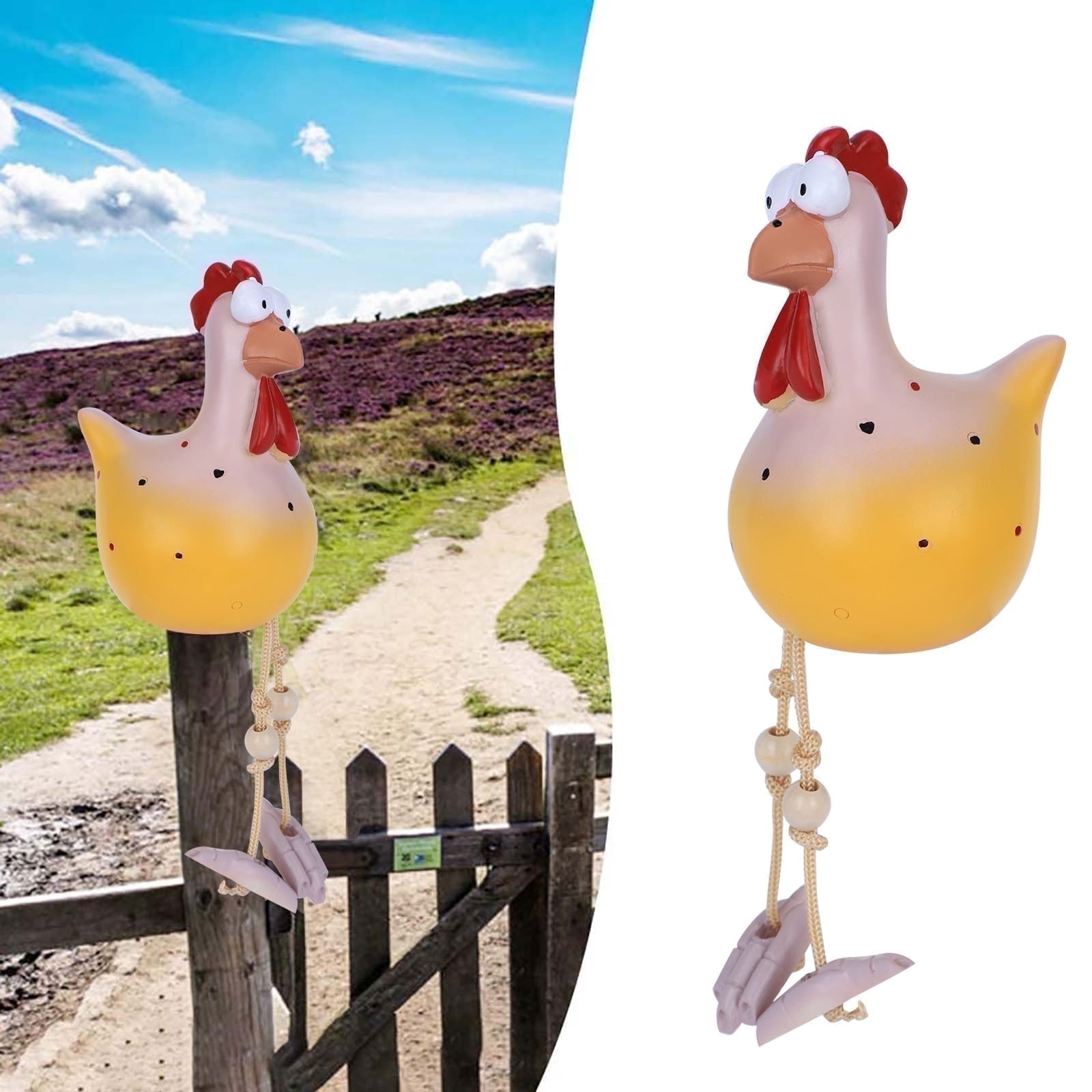 Meottam Funny Chicken Garden Decor, Resin Rooster Outdoor Statue ...