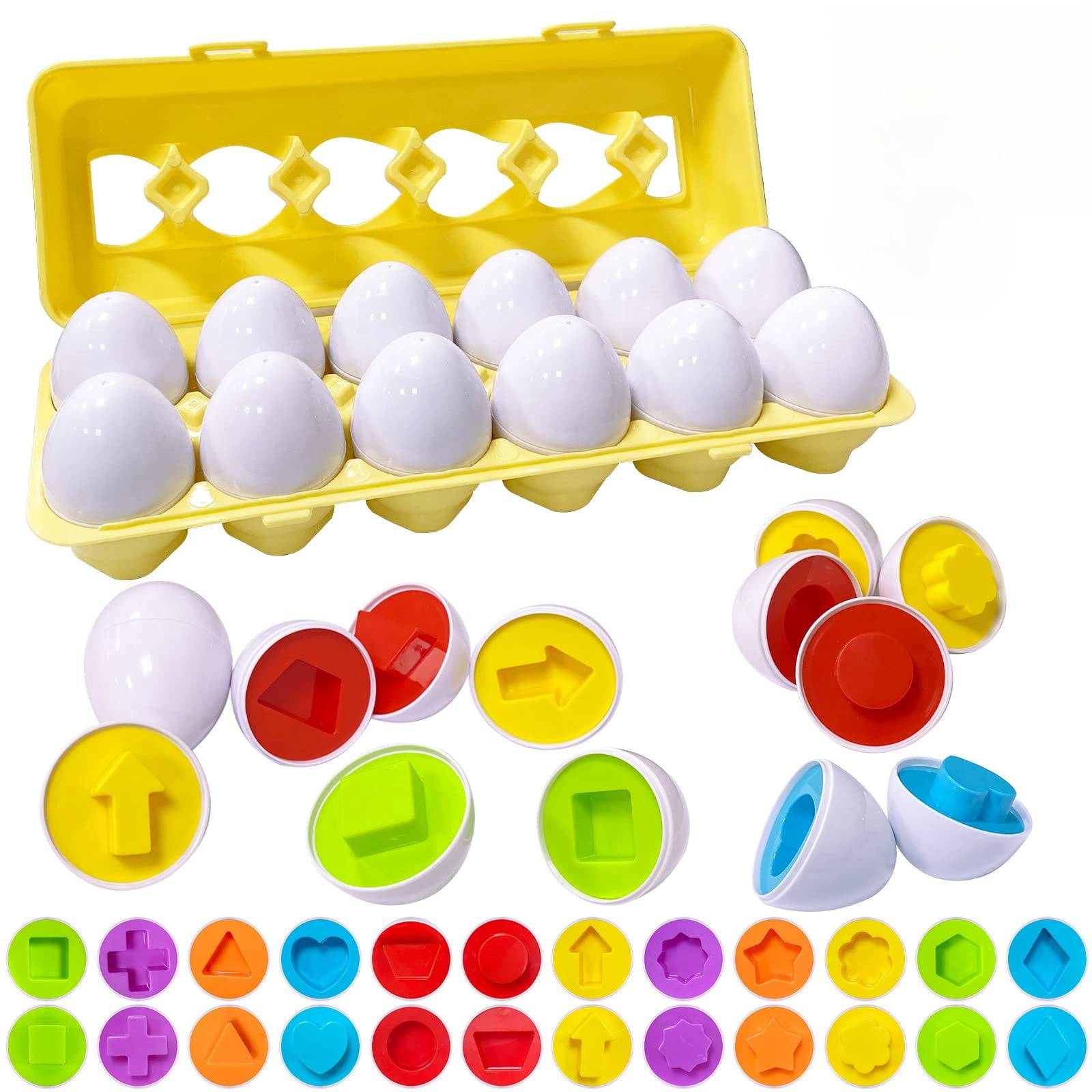 Meottam Matching Eggs Toys 12 Pcs Set Color & Shape Recoginition Sorter ...