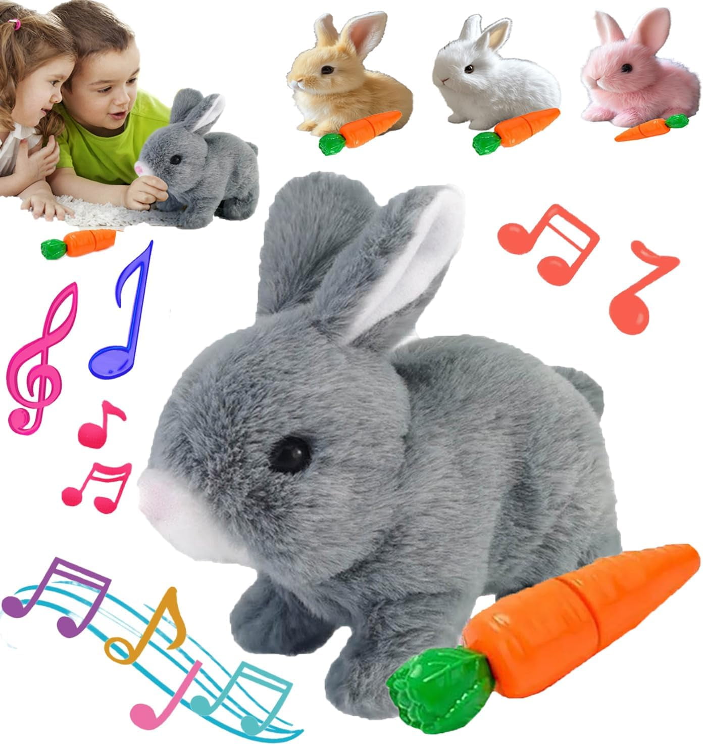 Meottam My Realistic Bunny Toy with Carrot, Easter Interactive Plush ...