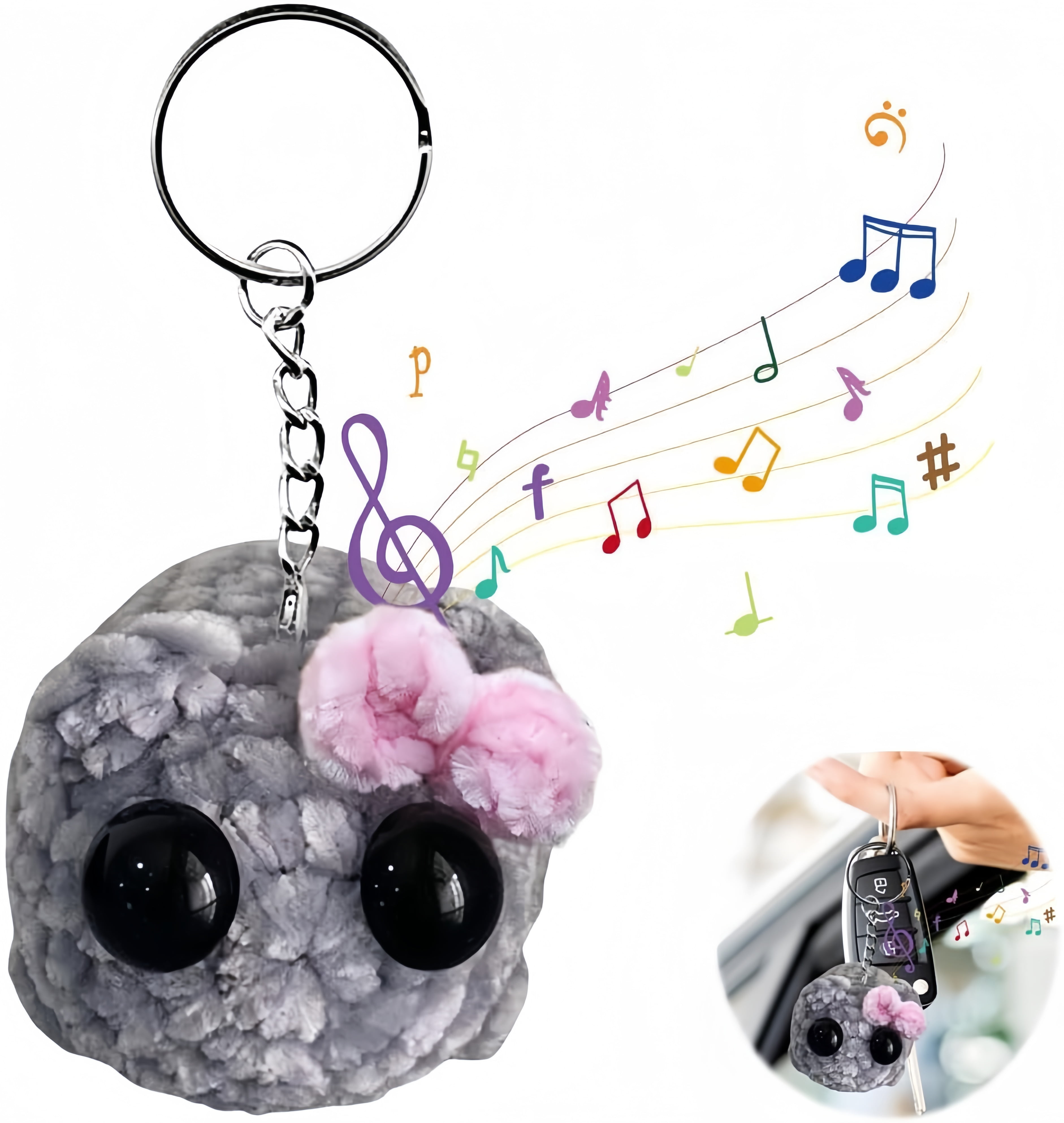 Meottam Sad Hamster Keychain, Sounds Making Hamster Keychain, Hand ...