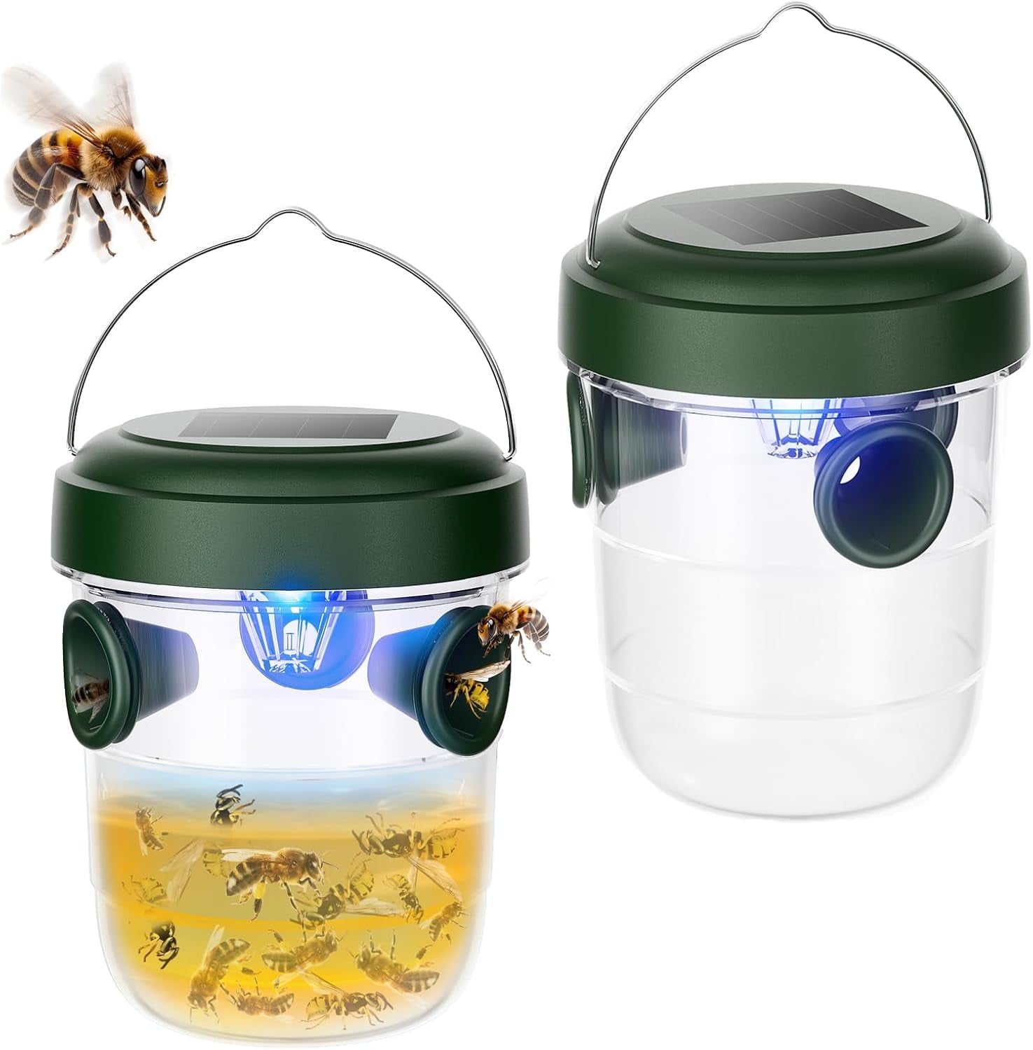 Meottam Solar Powered Wasp Traps Outdoor Hanging, New Upgrade Wasp Trap ...