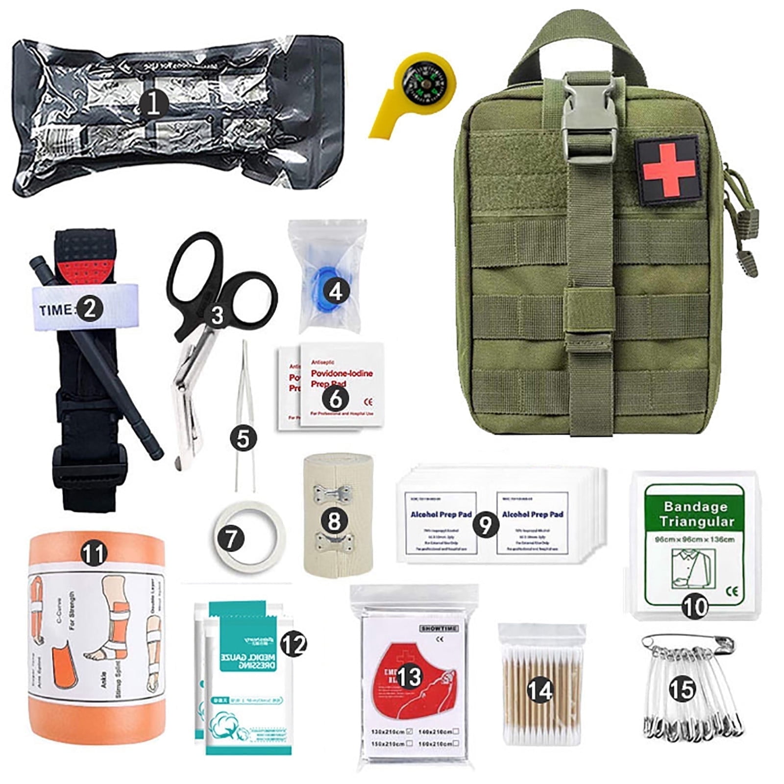 Meottam Survival First Aid Kit, Emergency Trauma Kit, Outdoor Gear ...