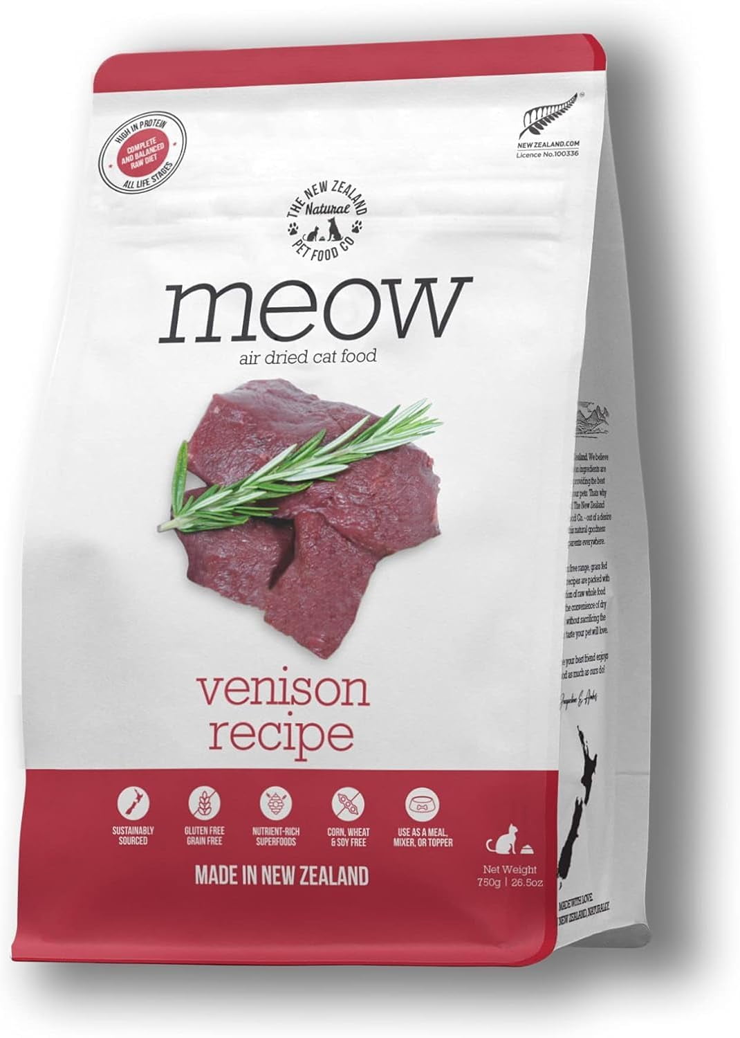 Meow Air Dried Cat Food - Venison Recipe, High Protein Dry Cat Food Use ...