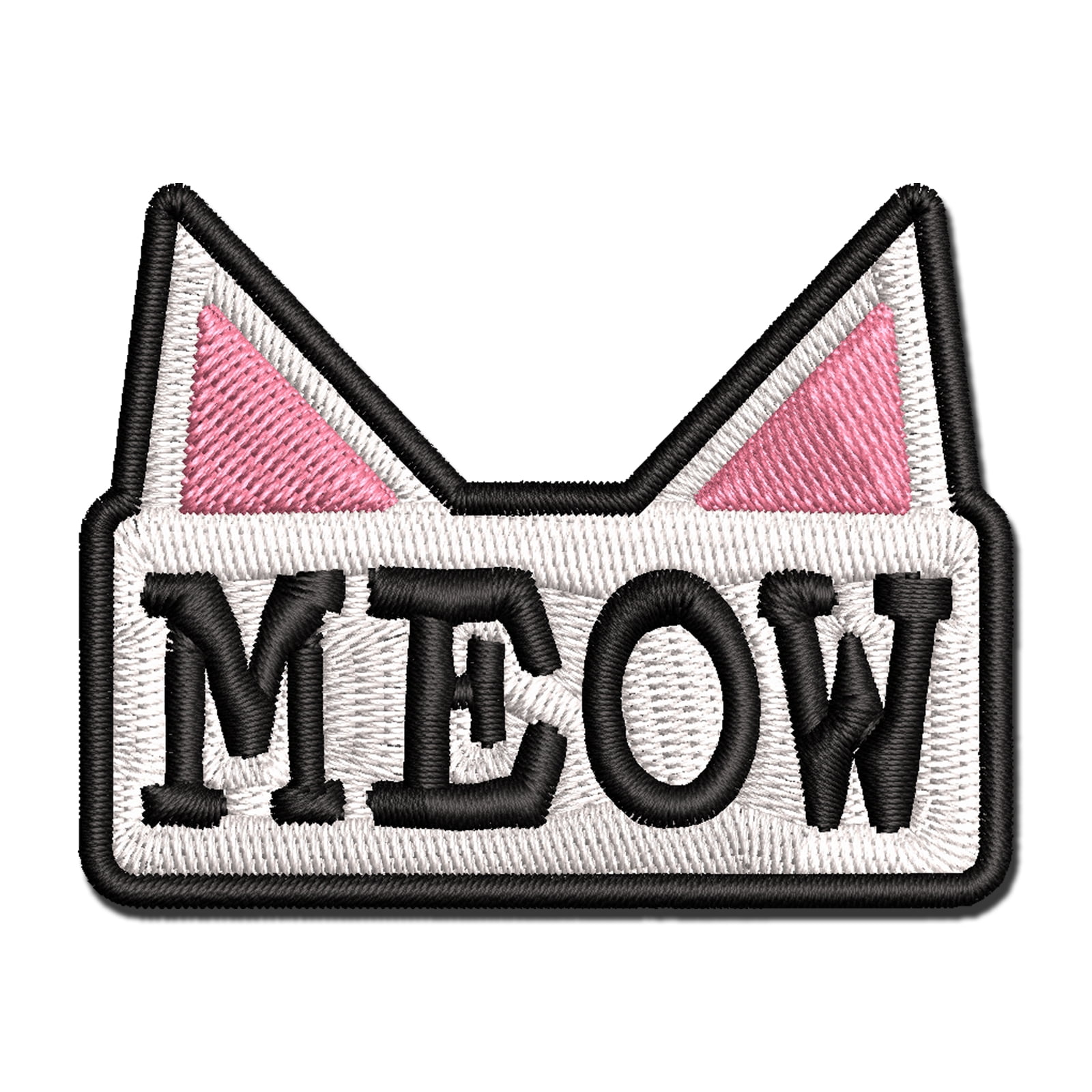 Meow Cat Fun Text Applique Multi-Color Embroidered Iron-On Patch - 2.0 ...