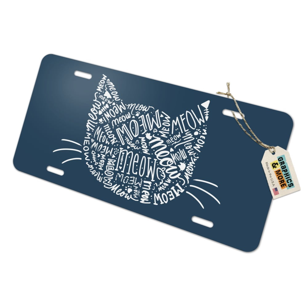 Meow Cat Kitten Kitty Silhouette Novelty Metal Vanity Tag License Plate ...