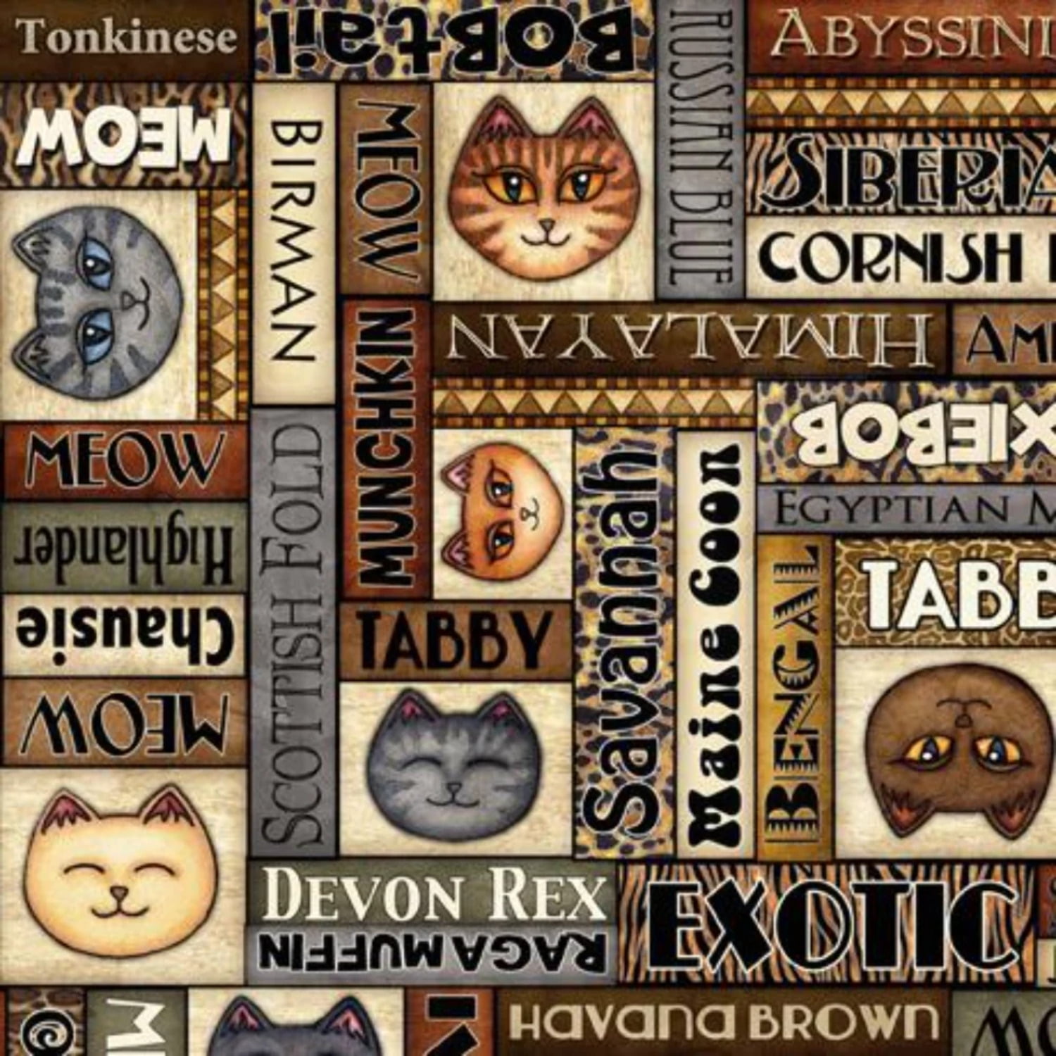 Meow Cat Patch Cotton Fabric - Walmart.com