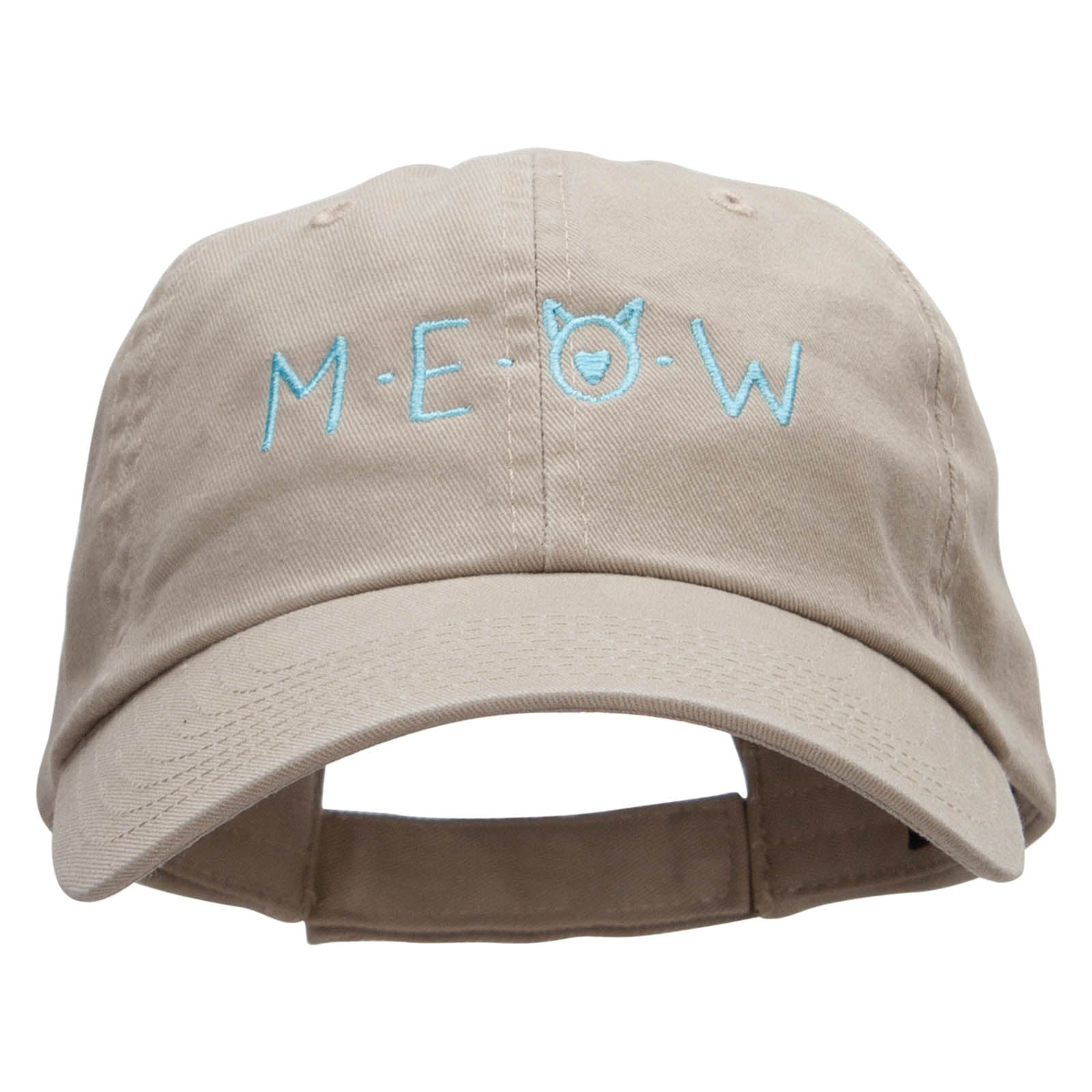 Meow Embroidered Low Profile Dyed Cotton Twill Cap - Khaki OSFM ...