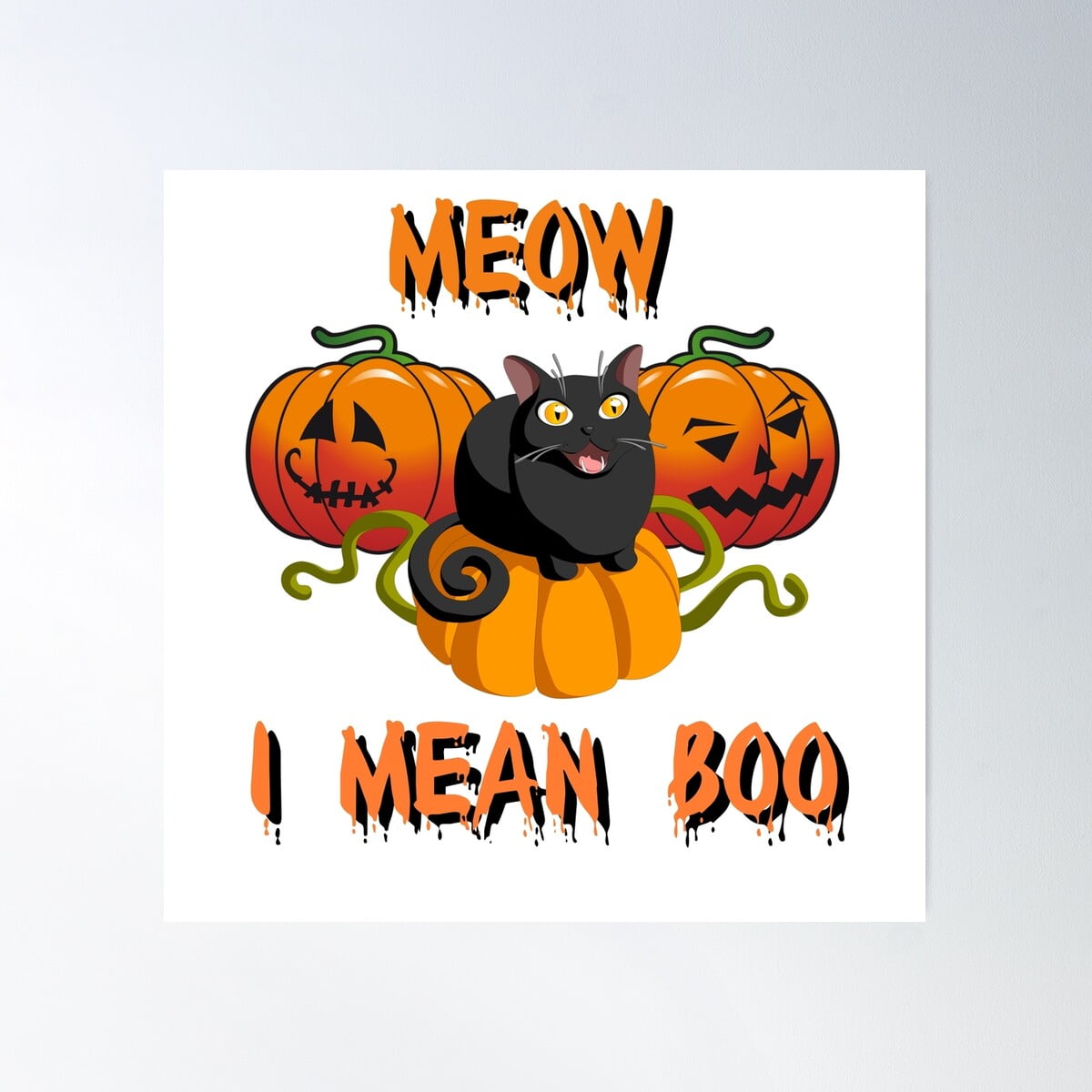 Meow I Mean Boo Poster Wall Art, Modern Wall Decor For Living Room ...