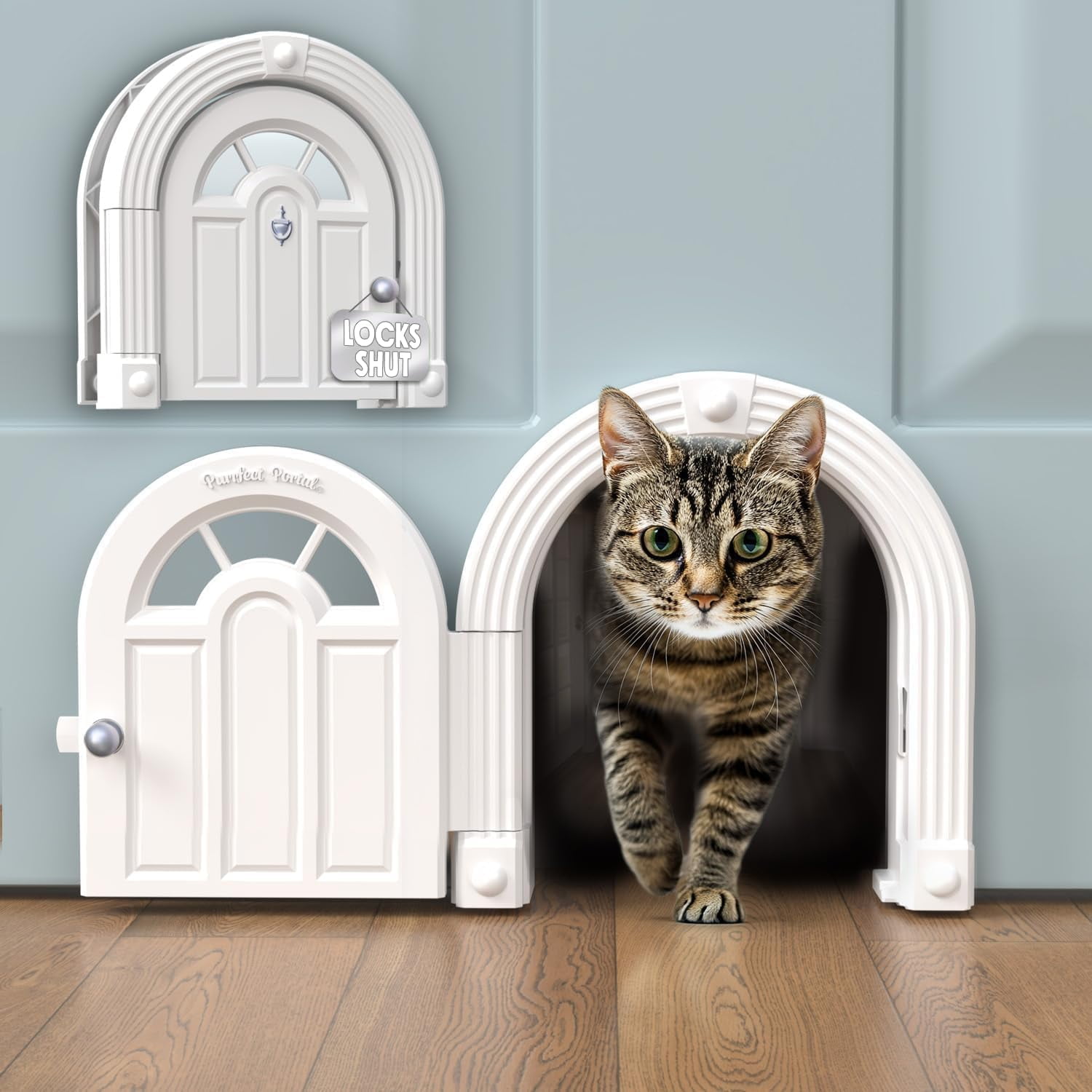 Meow Manor® Cat Door Interior Door - No-Flap, Interior Cat Door for Cats Up to 20 lbs, Easy DIY ...