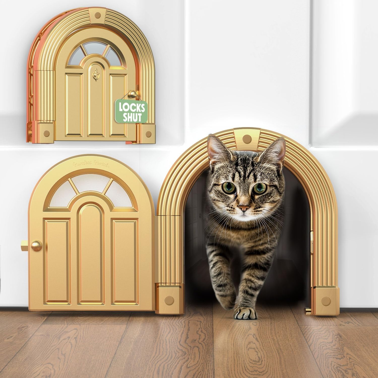 Meow Manor® Cat Door Interior Door - No-Flap, Interior Cat Door for Cats Up to 20 lbs, Easy DIY ...