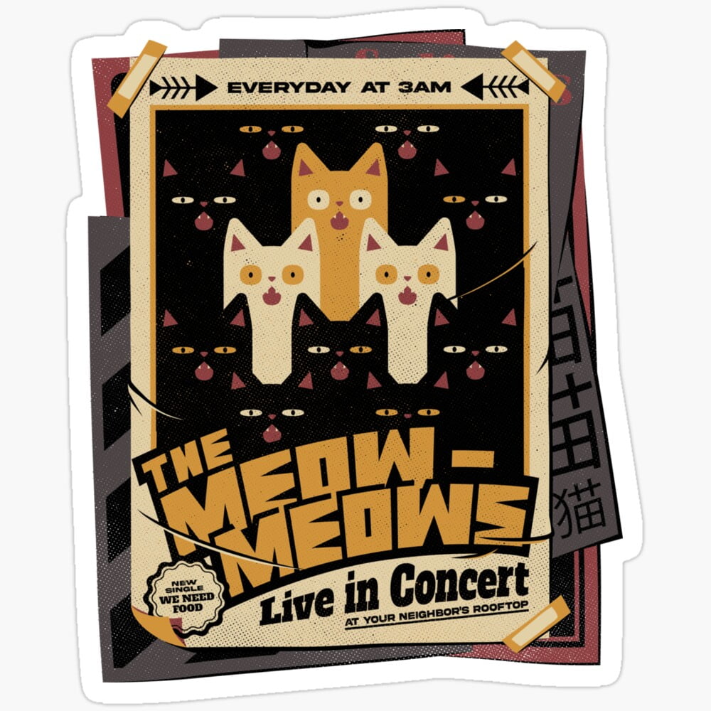 Meow Meows Concert Live 3Am Sticker Phone Decal Water Bottle Stickers ...