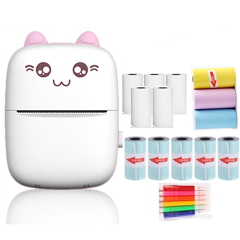 Meow Mini Label Printer Thermal Portable Printers Stickers Paper ...