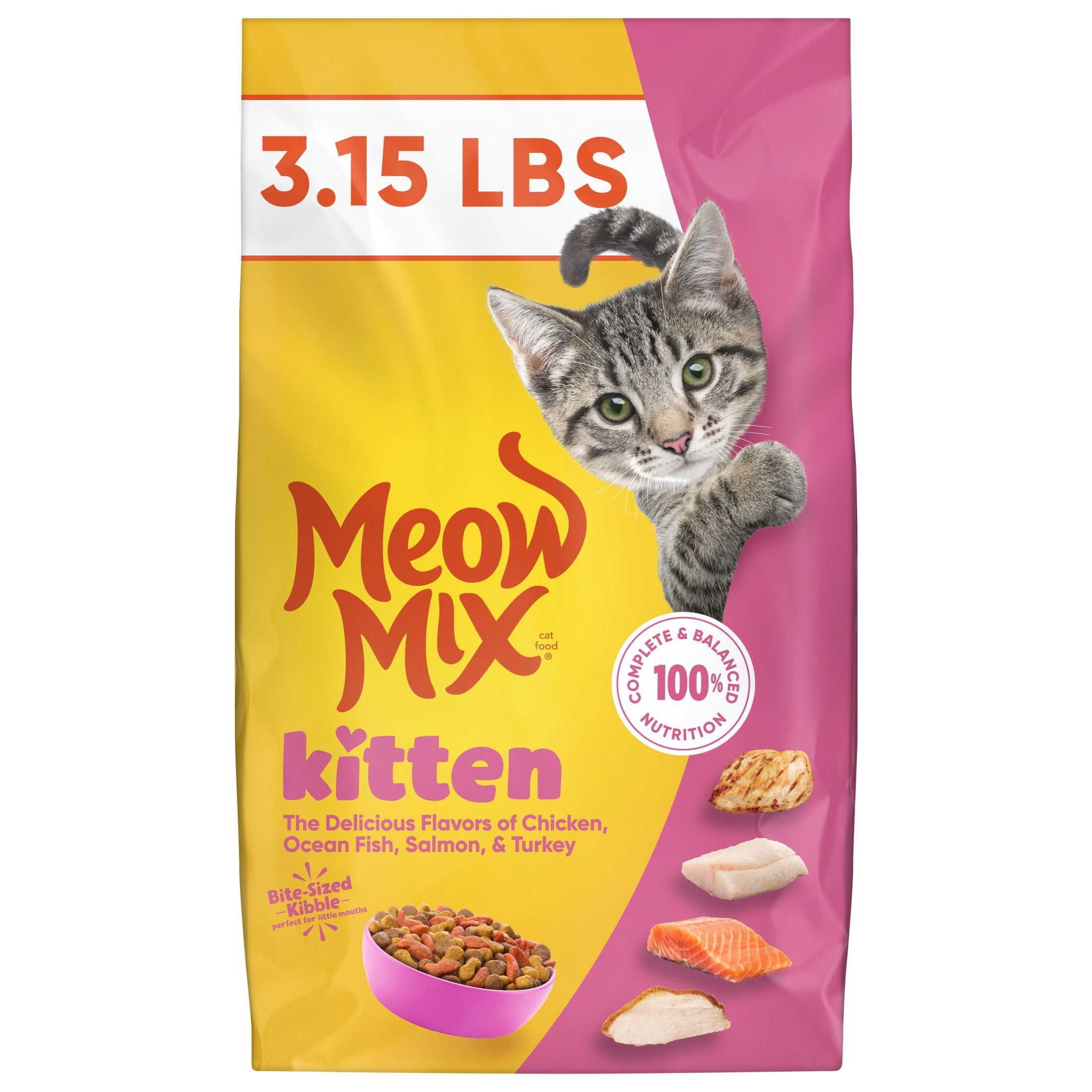 Meow Mix, Kitten Dry Cat Food, 3.15 lb bag, with DHA - Walmart.com