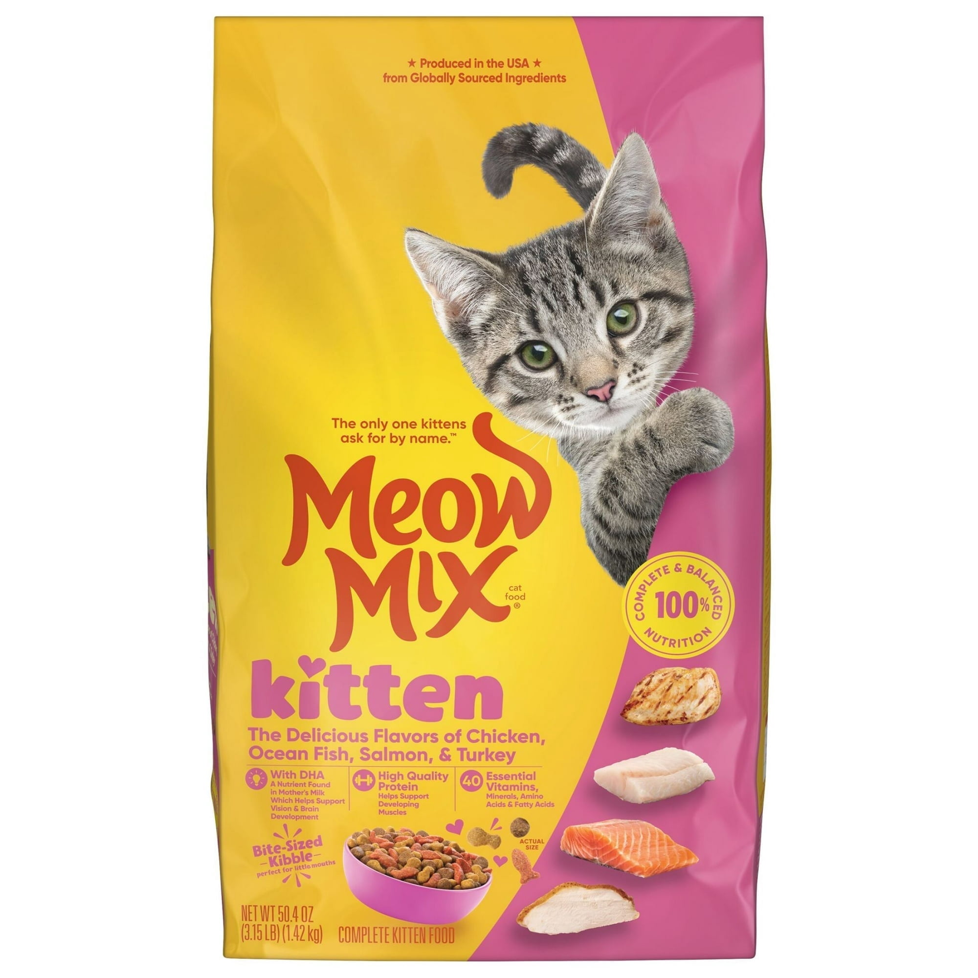 Meow Mix Kitten Li’l Nibbles Dry Cat Food for Kittens, 3.15 lb Bag (2 ...
