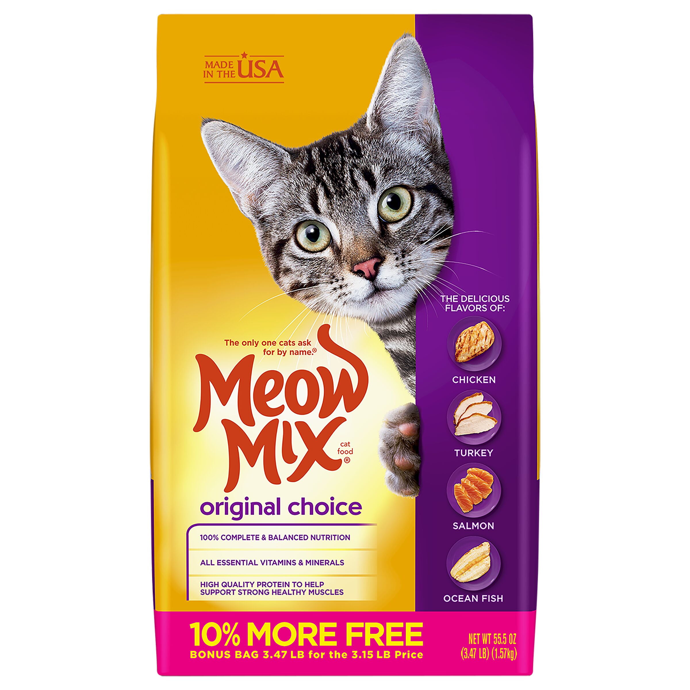 Meow Mix Original Choice Dry Cat Food 3.47-Pound Bonus Bag - Walmart.com
