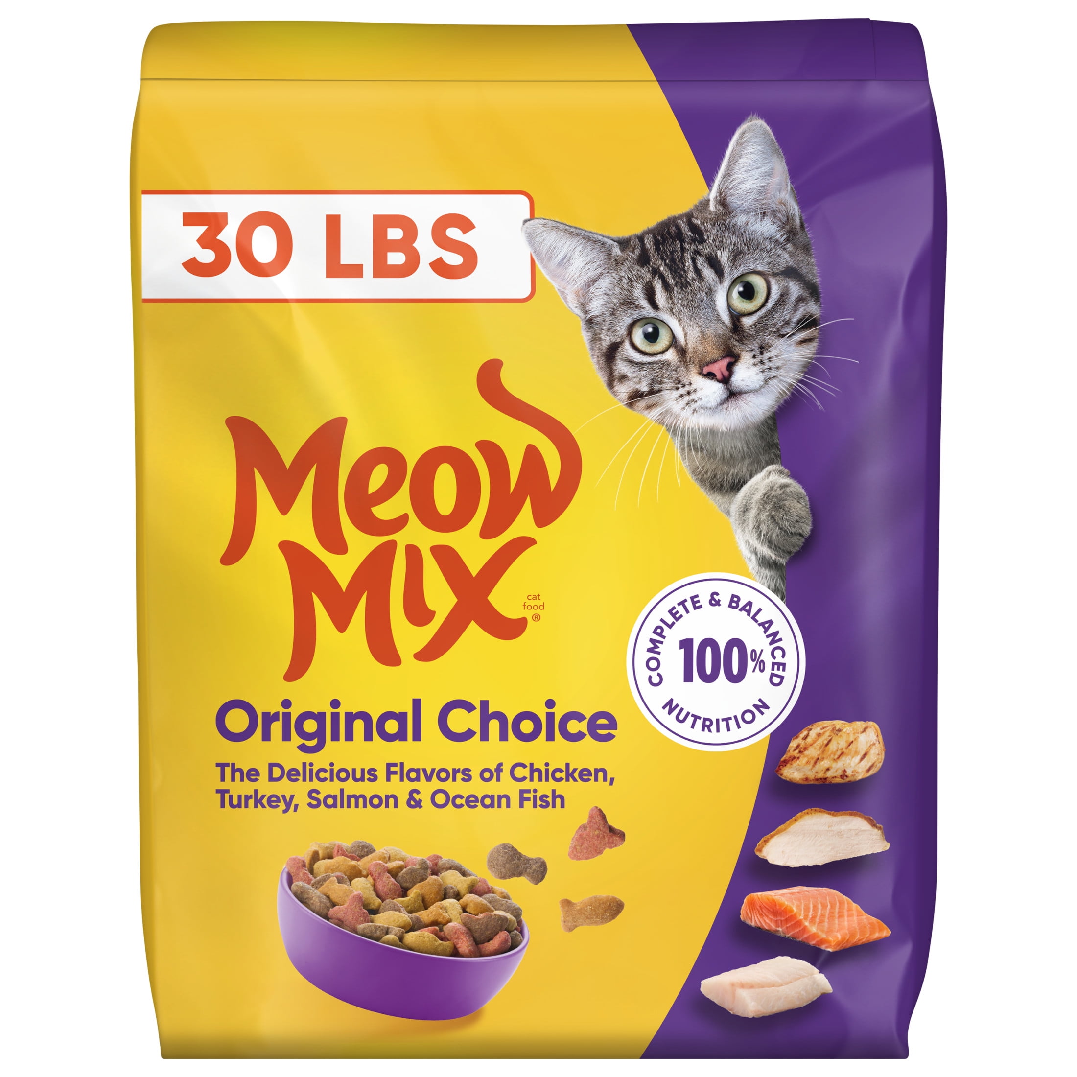 Free Shipping! Meow Mix Original Choice Dry Cat Food 30 lb Bag with ...