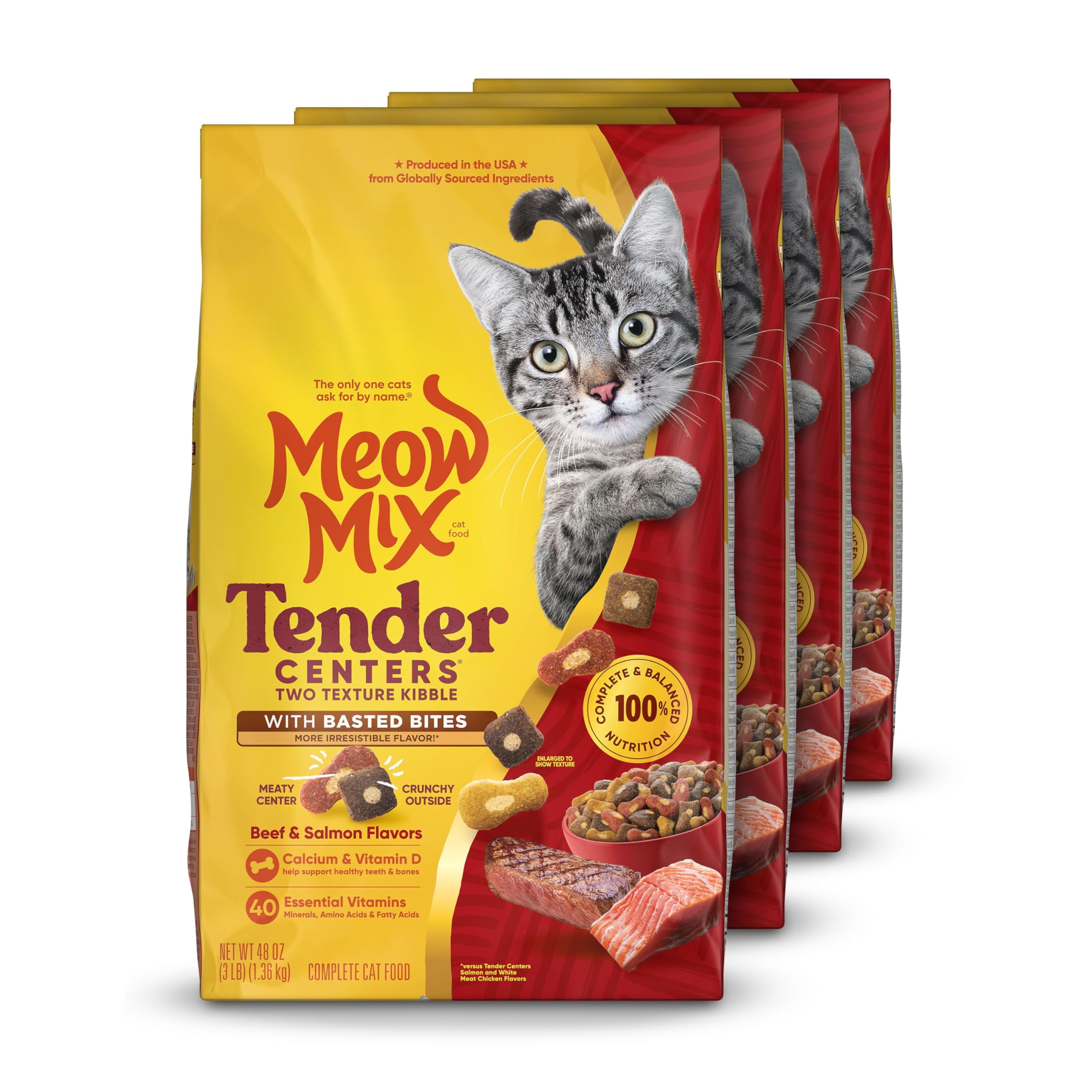 Meow Mix Tender Centers Basted Bites Dry Cat Food, Beef & Salmon ...