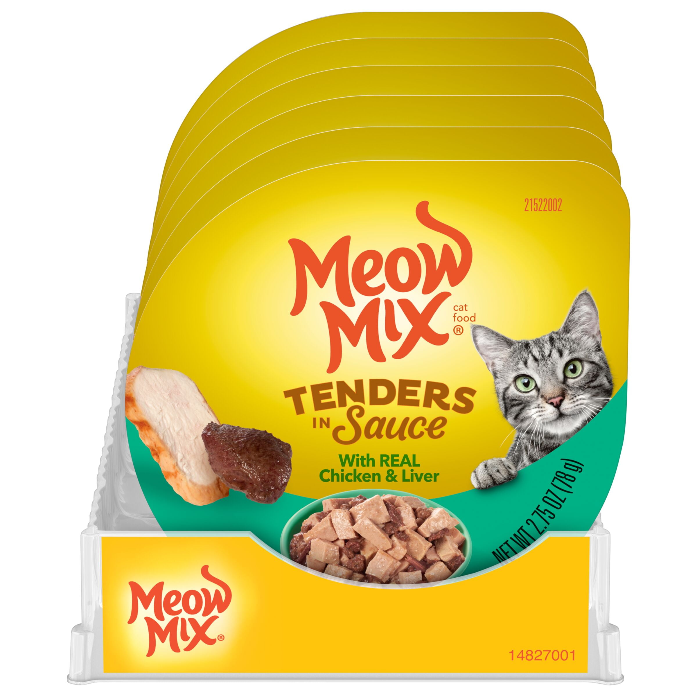 Meow Mix Tenders in Sauce with Real Chicken & Liver, Wet Cat Food, 2.75 ...