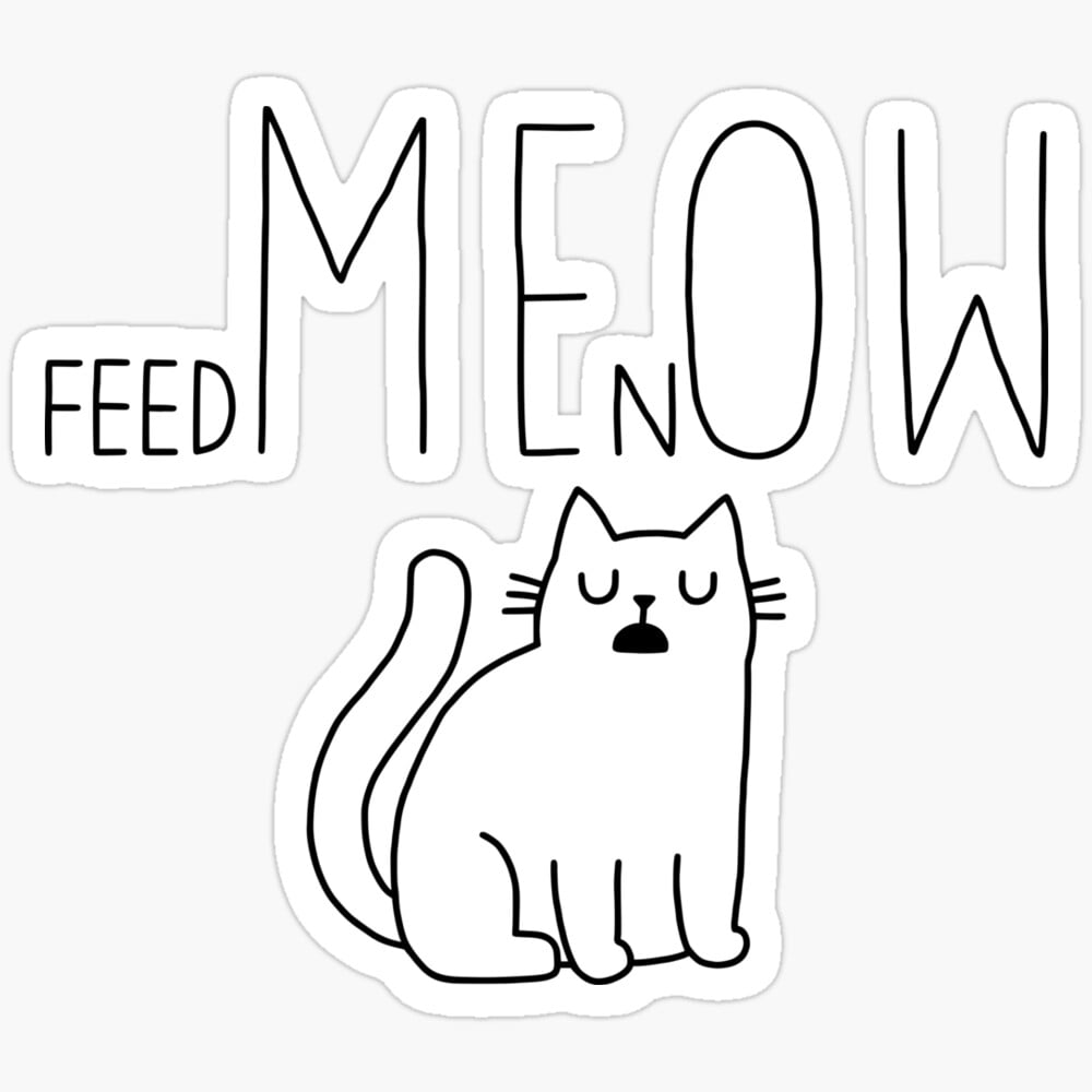 Meow Sticker Phone Decal Water Bottle Stickers Car Decals, Laptop ...