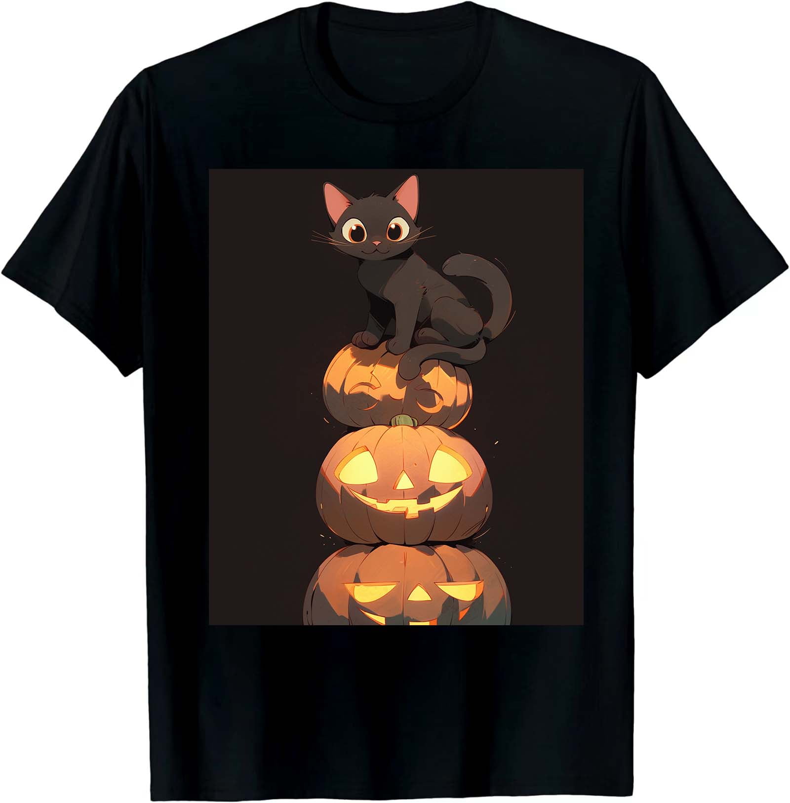 Meow-licious Halloween Cartoon Cat Party Tee - Walmart.com